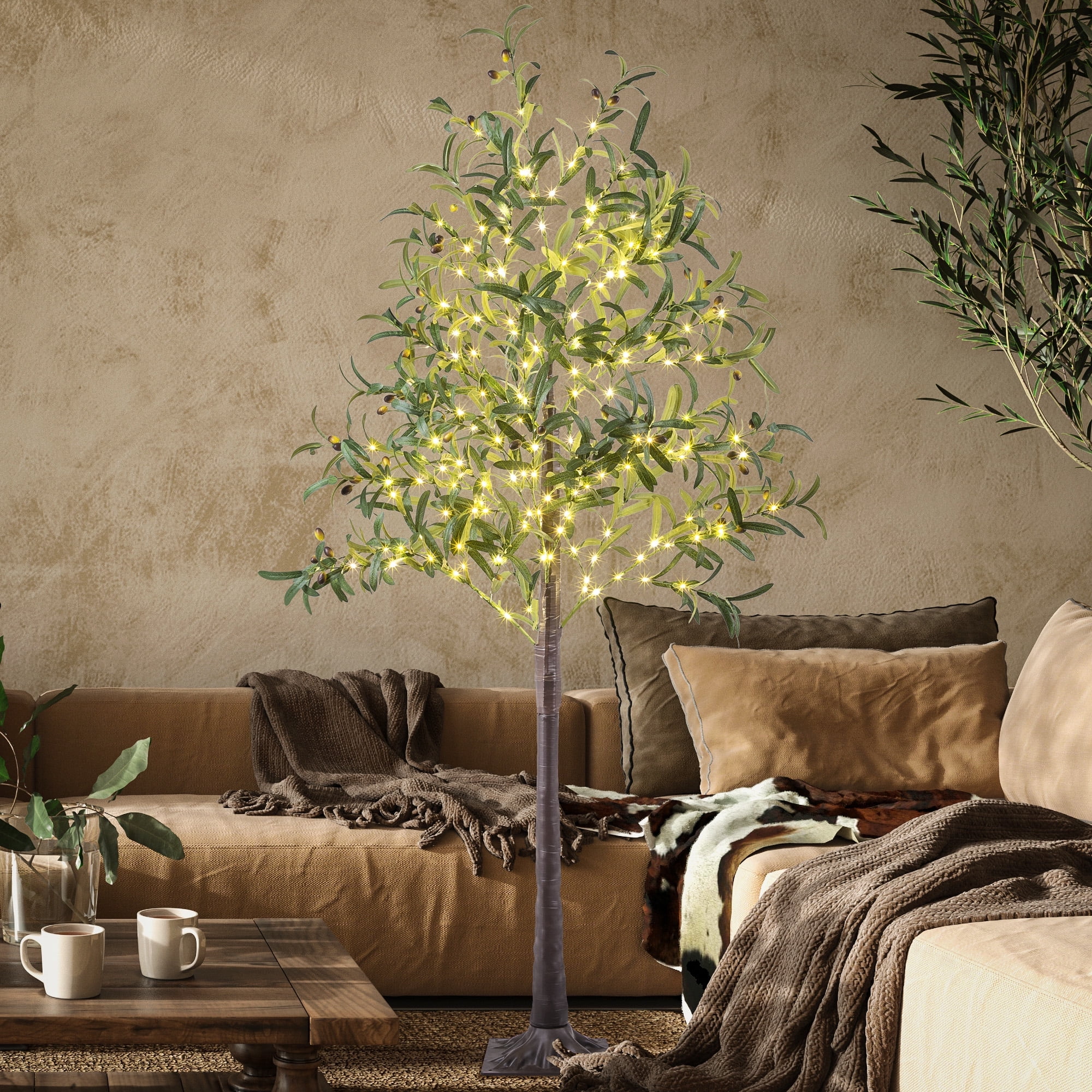 Lightshare Lighted Olive Tree with Fruit 6FT 200L Artificial Plant with ...