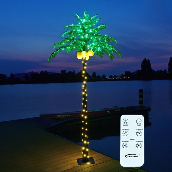 Lightshare 8FT Artificial Lighted Palm Tree, 256 LED Lights, Indoor ...