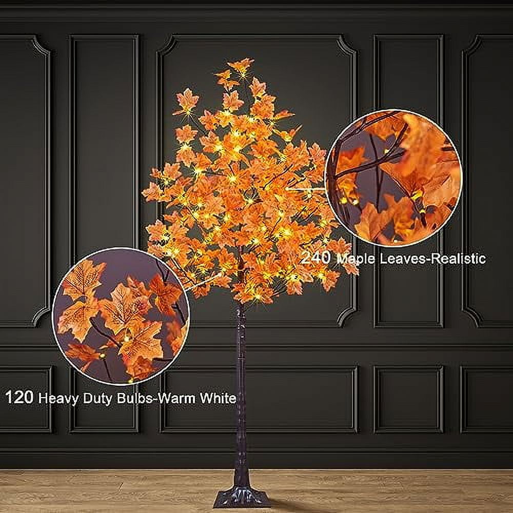Lightshare Maple Tree 8 ft. - 264 LED Warm White Lights, Natural ...
