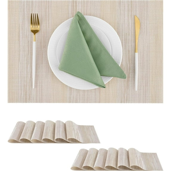 Lightsteel Beige and Yellow Placemats Set of 12 - Heat Resistant, Non ...