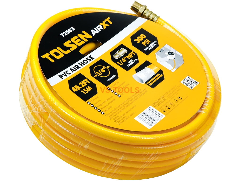Lightweight 1/4 inch 50Ft PVC Air Compressor Hose Male NPT Connectors ...