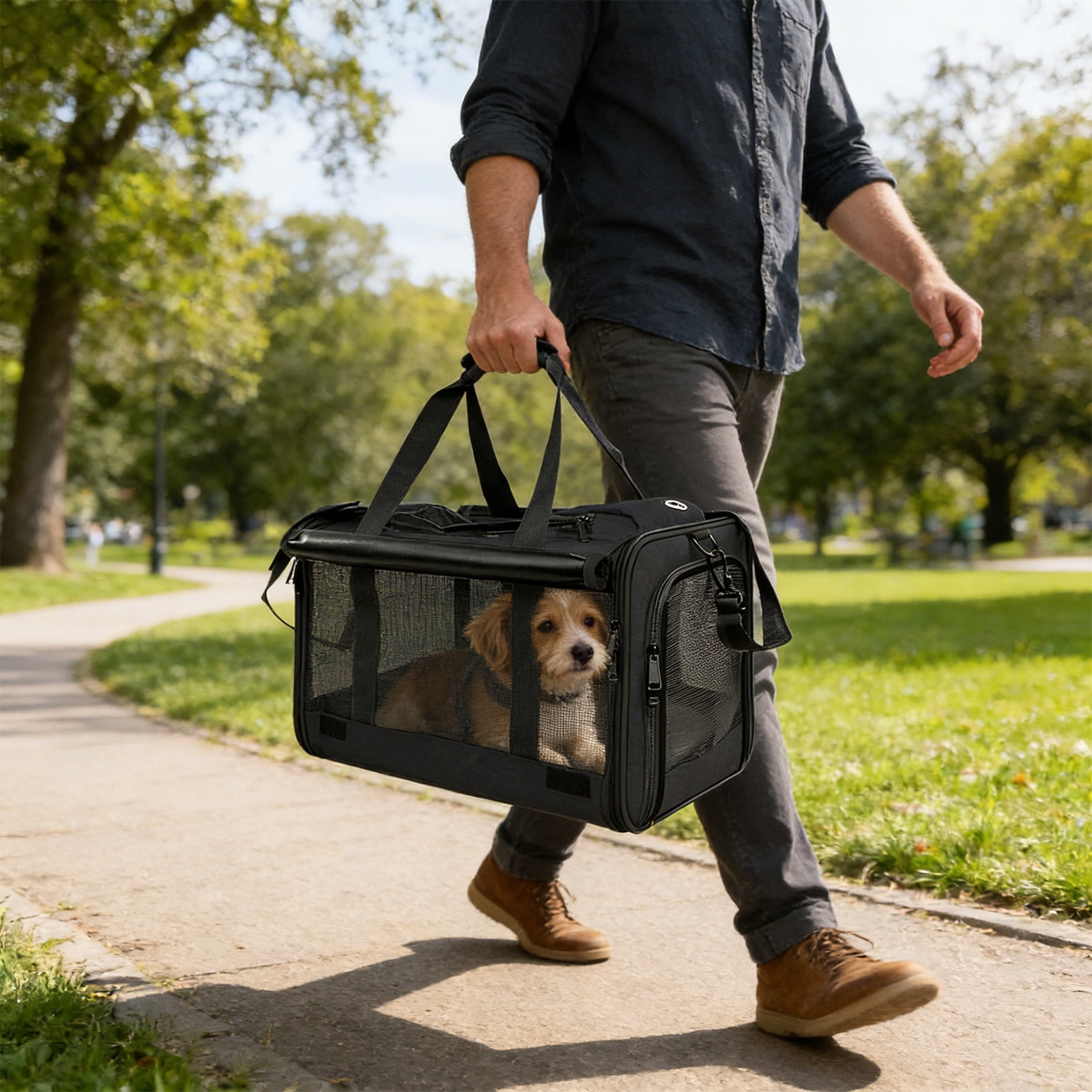 Lightweight 2-in-1 Crossbody Pet Carrier, Foldable and Compact, Perfect ...