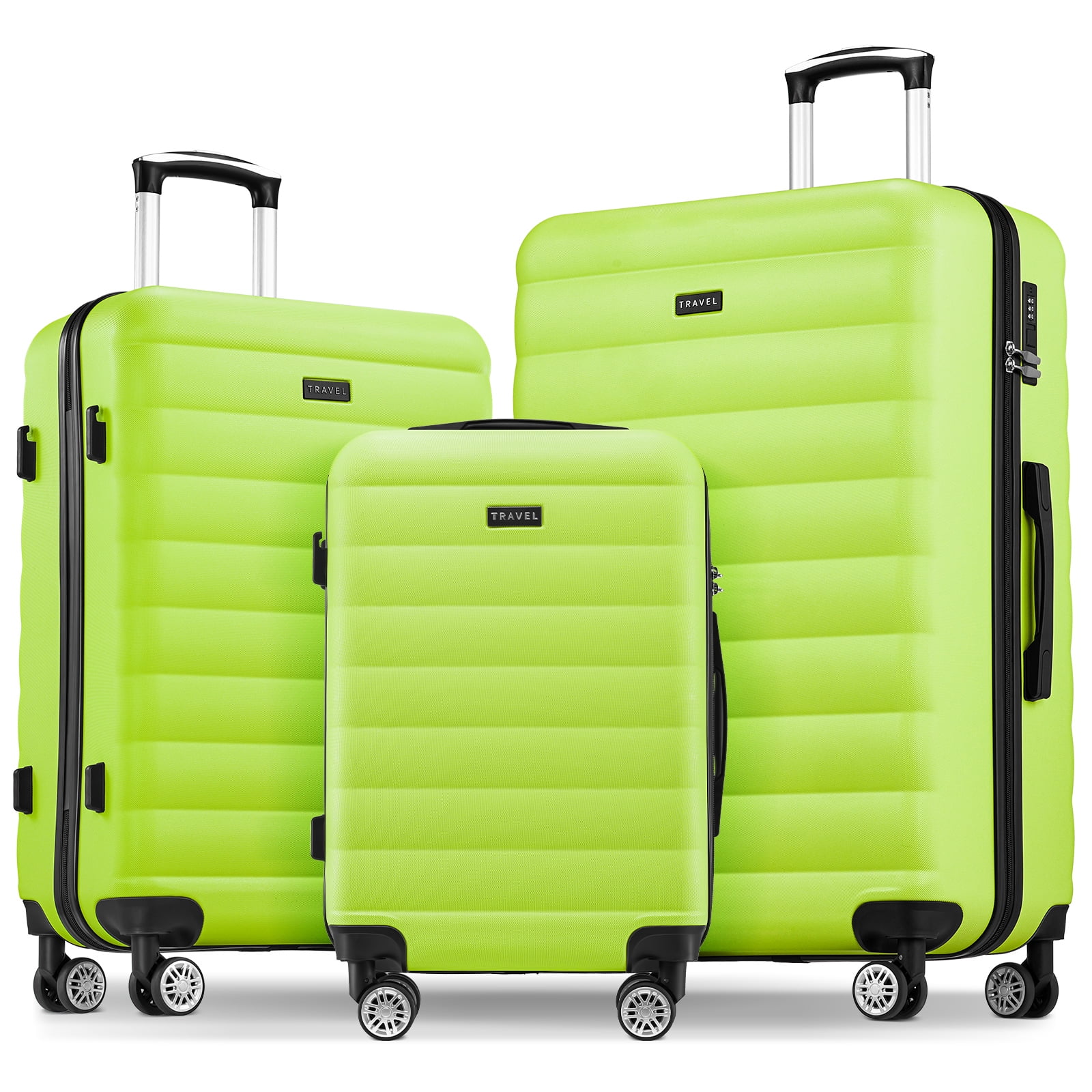 Lightweight 3 Piece Spinner Suitcase Luggage Set with Wheels and Secure ...