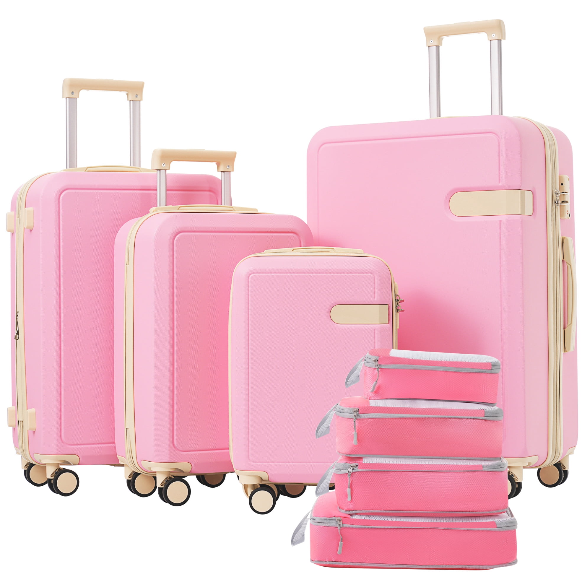 Lightweight 4 Piece Luggage Set, Expandable Suitcase Set with 4 Packing ...