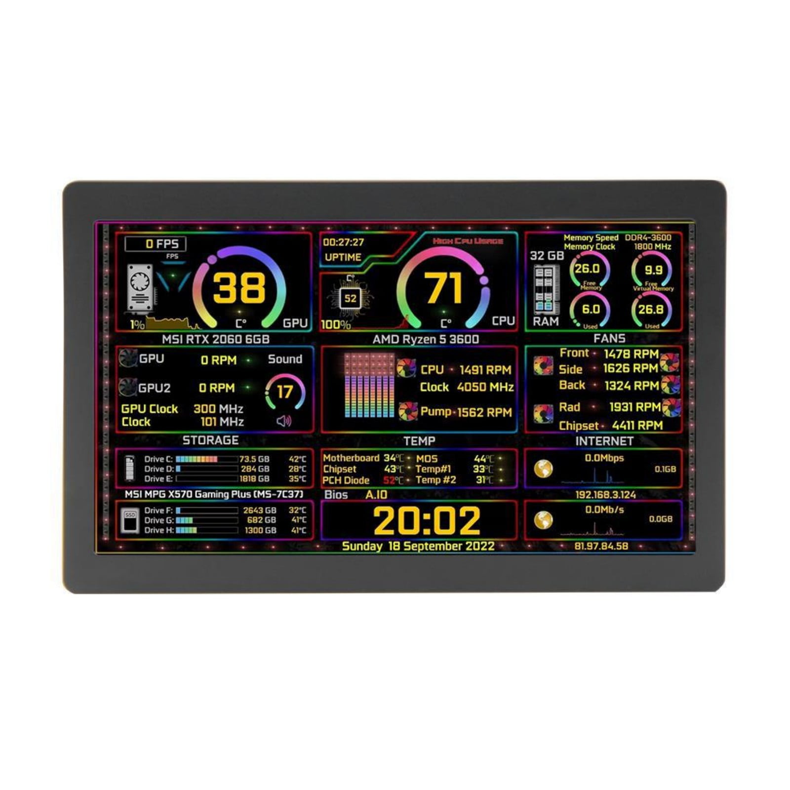 Lightweight 5inch LCD Display 1024x600 For PC Desktop Computer ...
