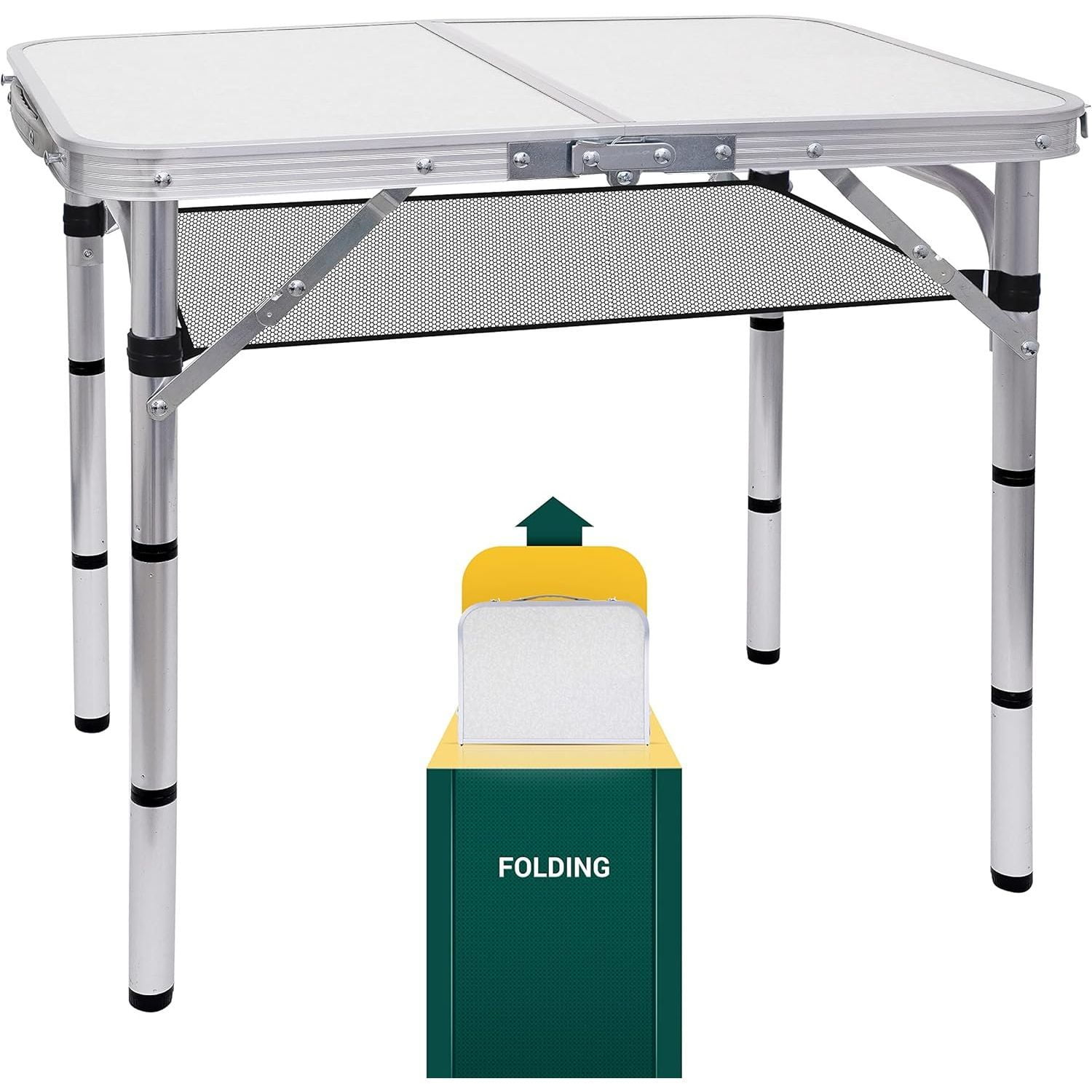 Lightweight Adjustable Folding Table - Portable Aluminum with Carry Handle for Outdoor ...