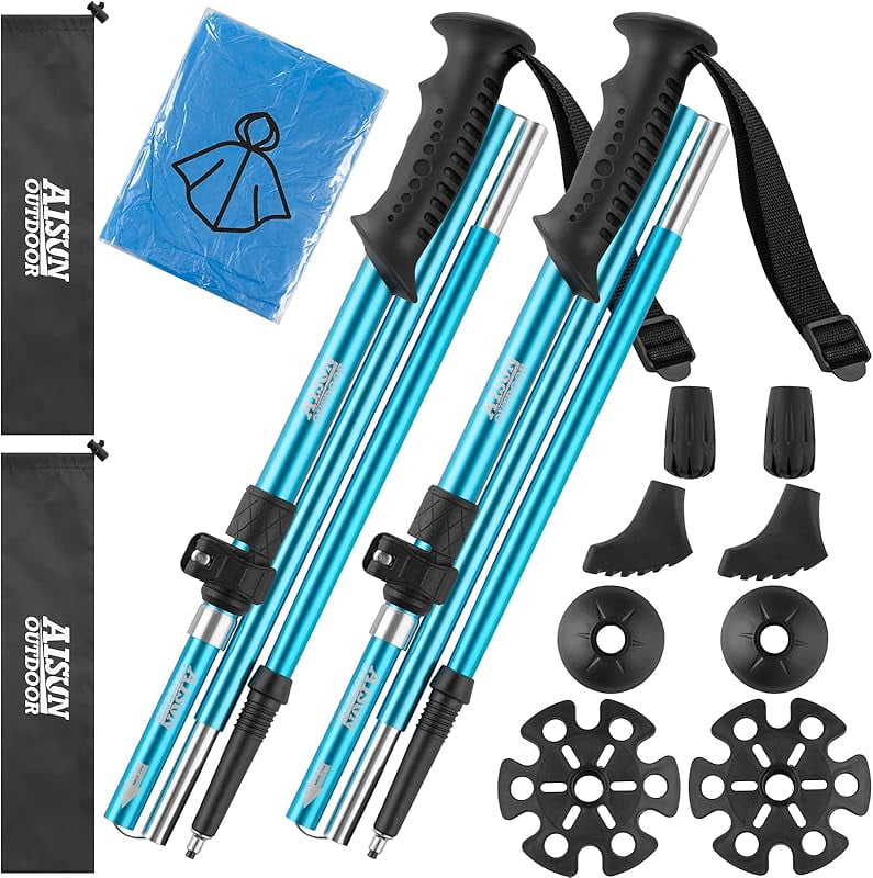 Lightweight Adjustable Trekking Poles, Aluminum Collapsible Travel ...