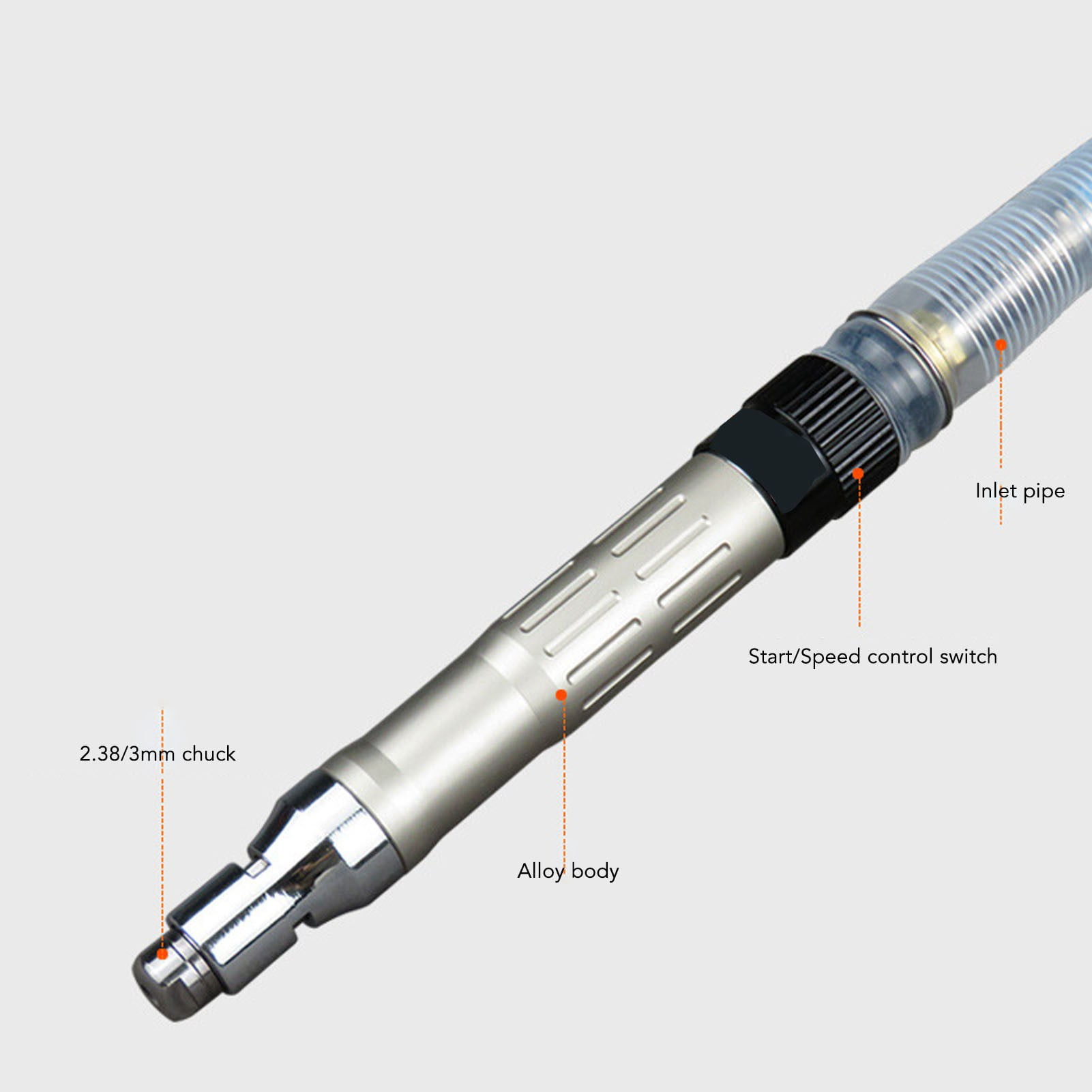 Lightweight Air Pencil Grinder, 70000 RPM, Includes Oil, Chuck Wrench ...