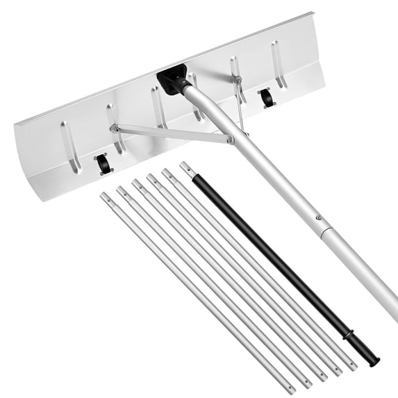 Lightweight Aluminum Roof Snow Rake with Wheels,26" Blade&Adjustable 7. ...