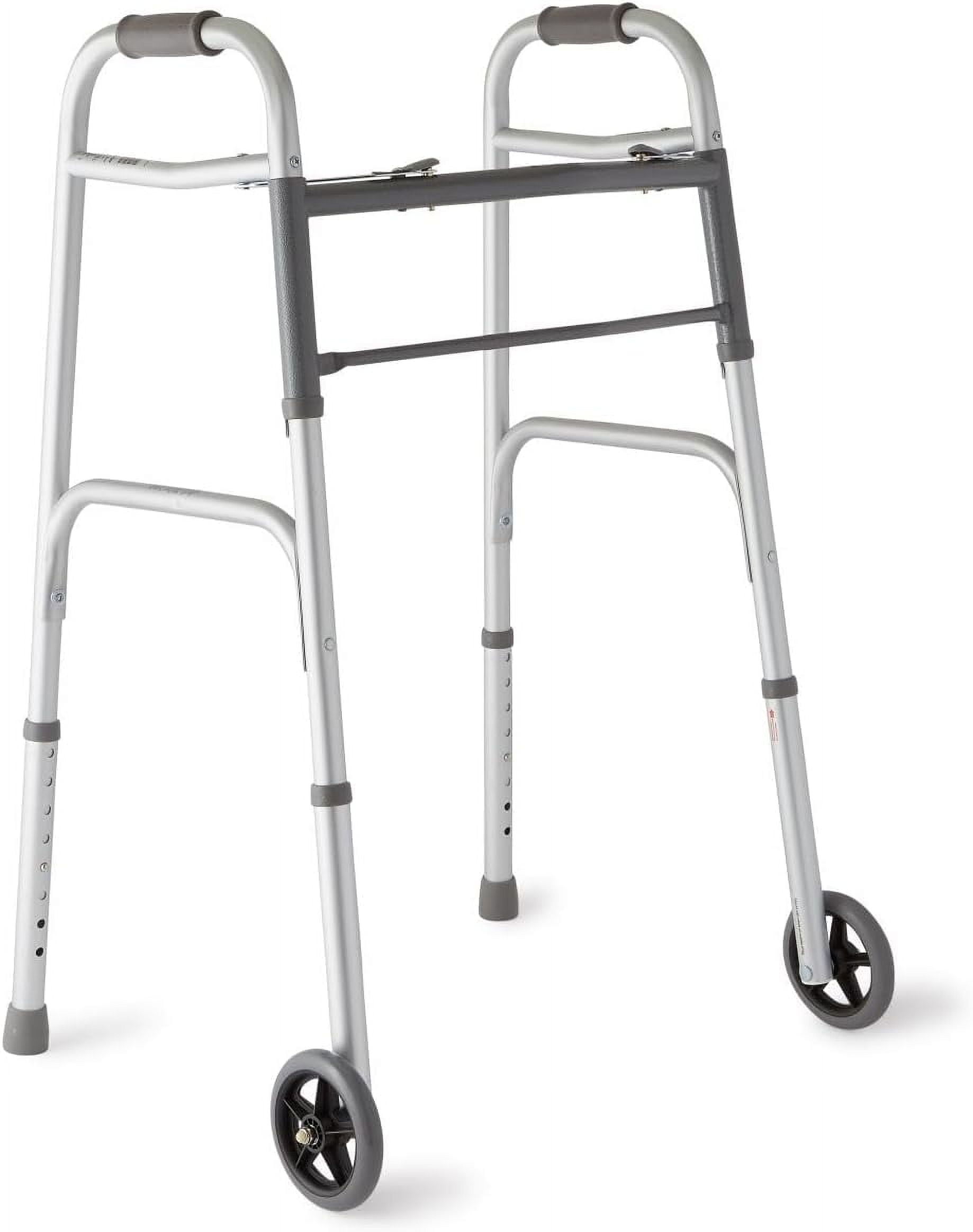 Lightweight Aluminum Walker with 5" Wheels, FSA/HSA Eligible, Easy Push ...