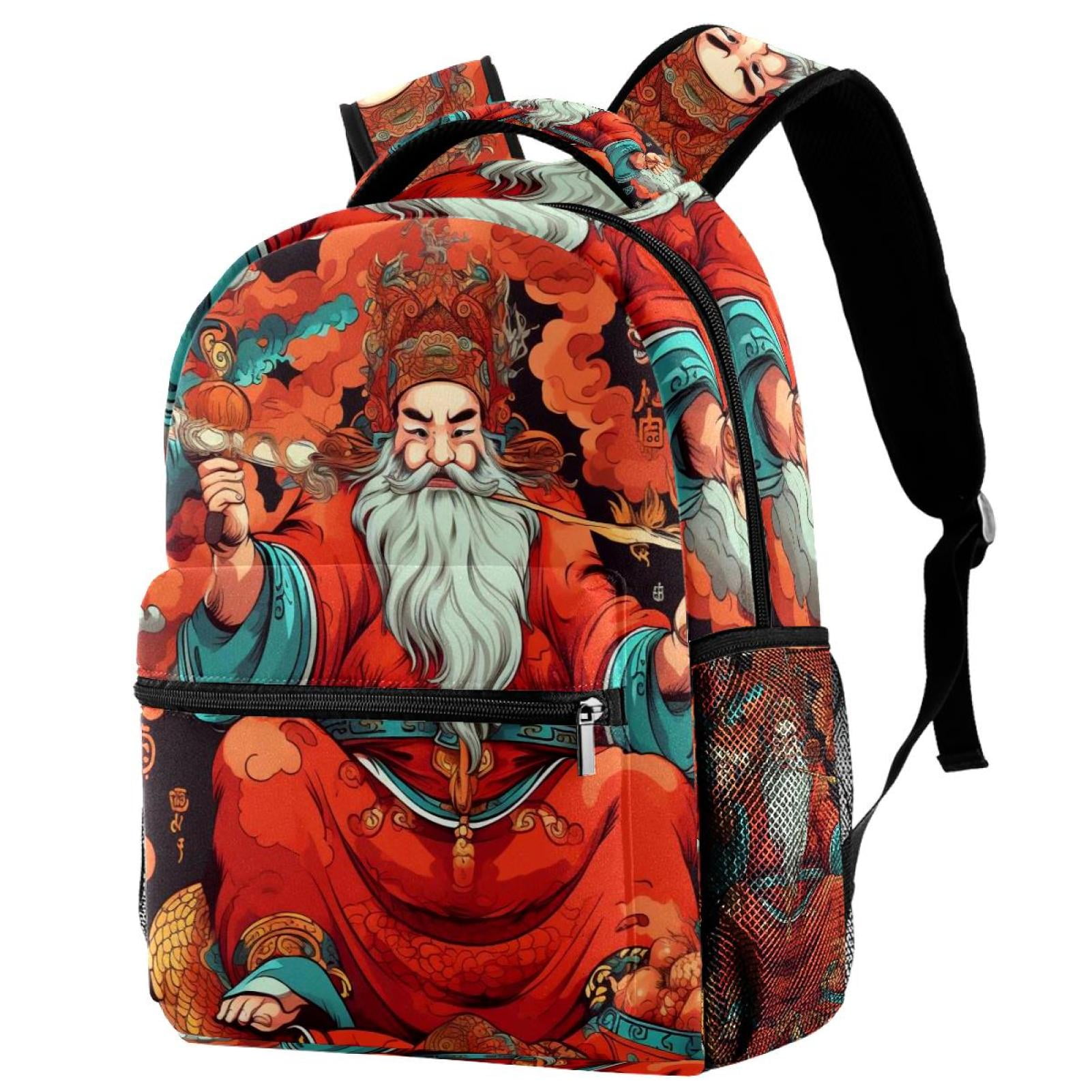 Lightweight Backpack Chinese God of Wealth School Bag Travel Laptop ...