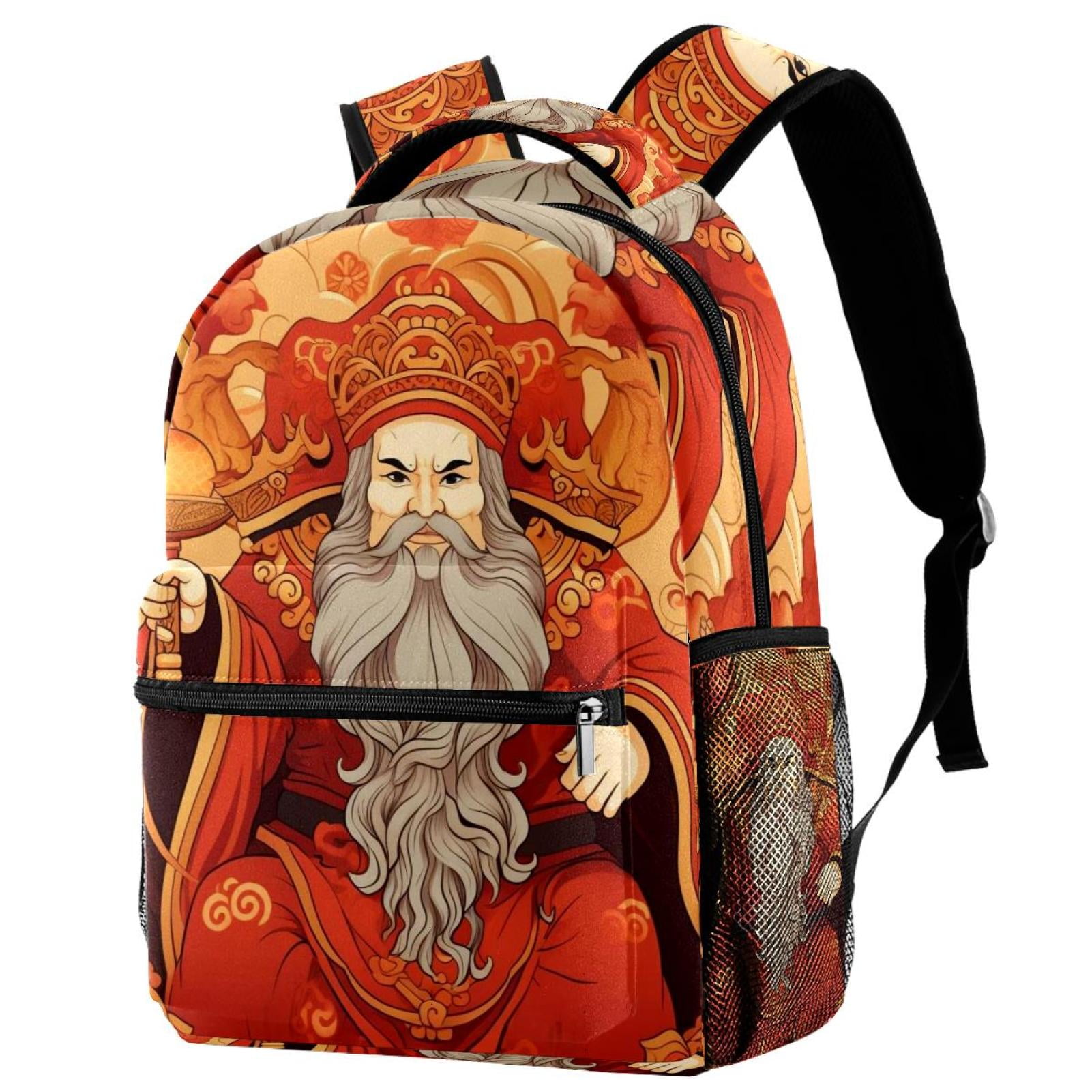 Lightweight Backpack Chinese God of Wealth School Bag Travel Laptop ...