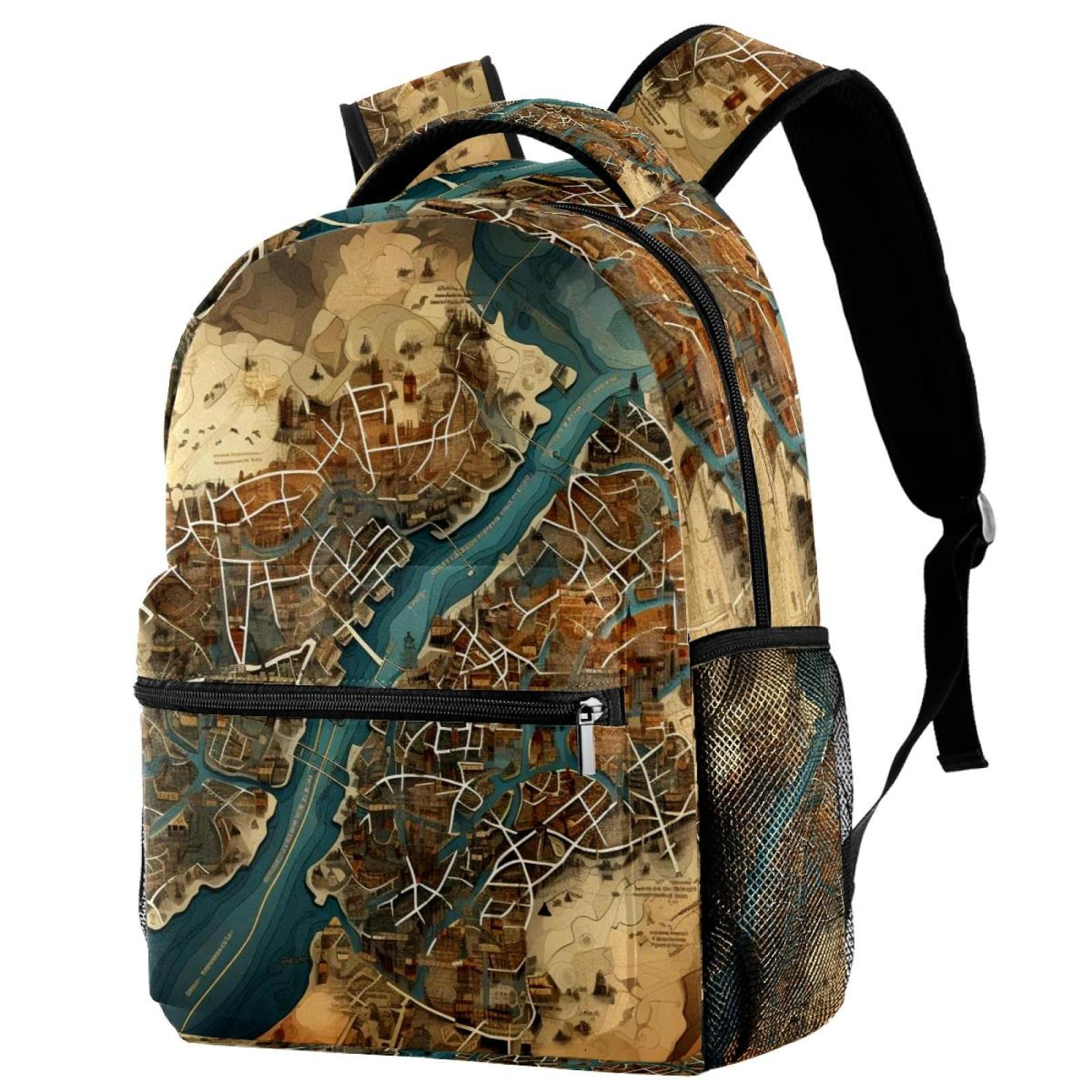 Lightweight Backpack Map School Bag Travel Laptop Daypack for Men Women ...