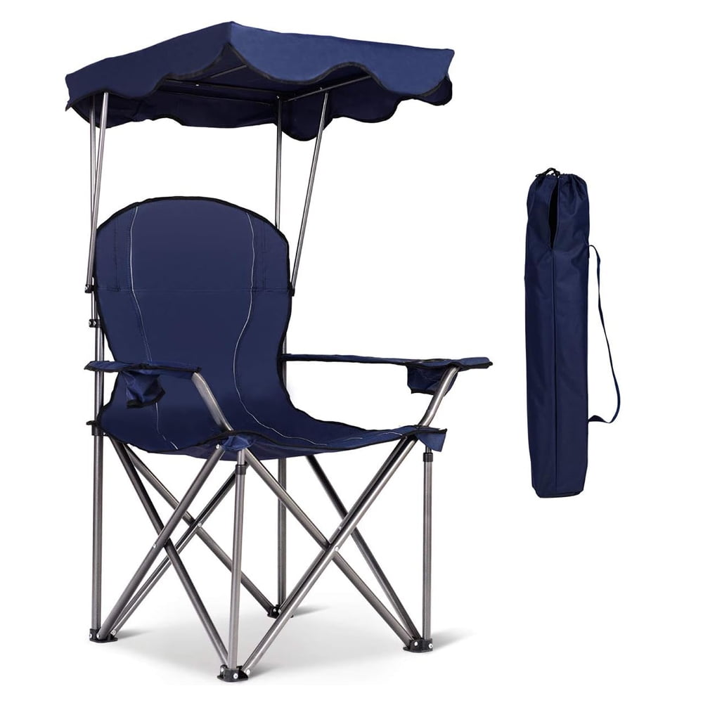 Lightweight Beach Chair, Folding Lawn Chair with Canopy Shade, Portable ...