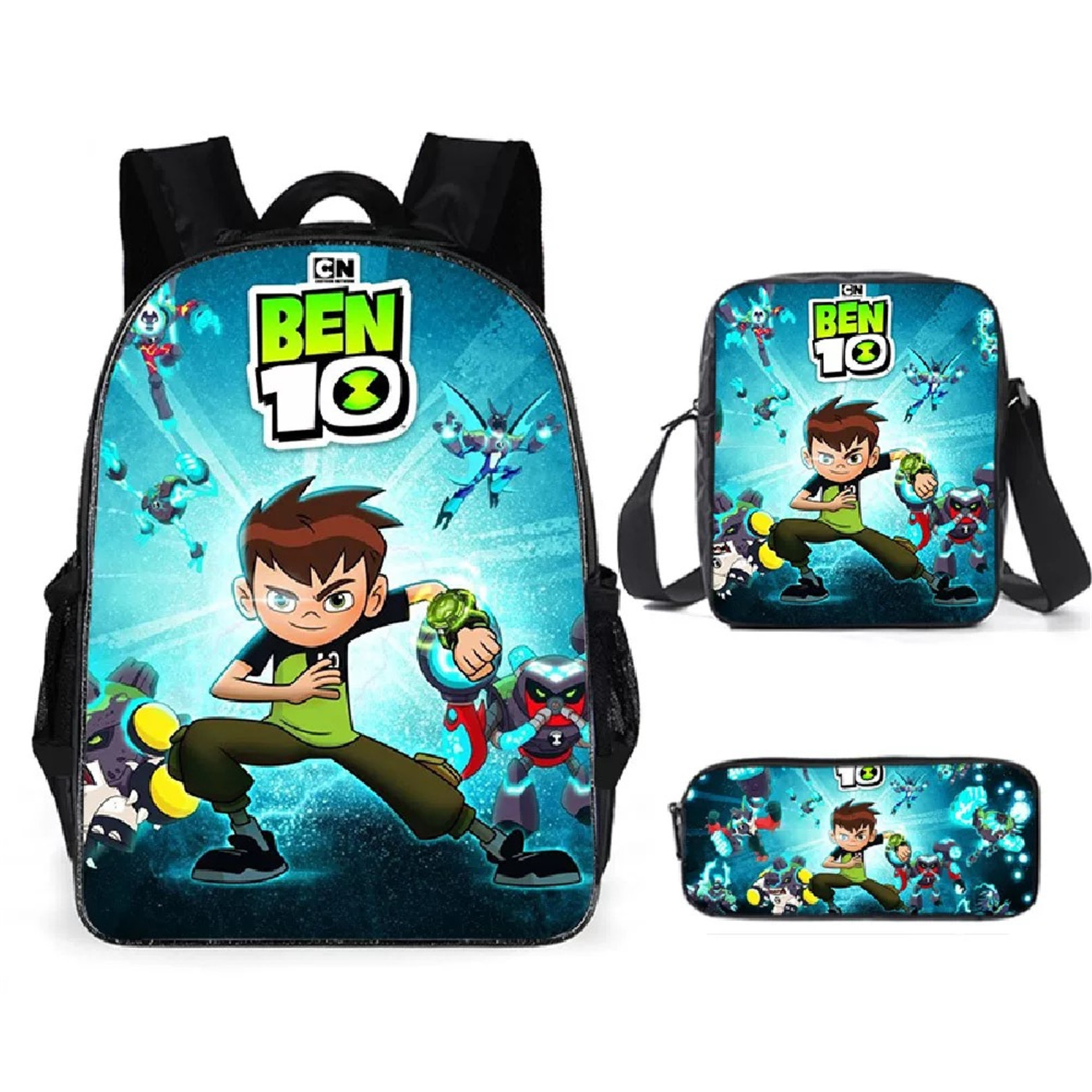 Lightweight Ben 10 Backpack with Single Shoulder Bag+Pencil Case 3Pcs ...