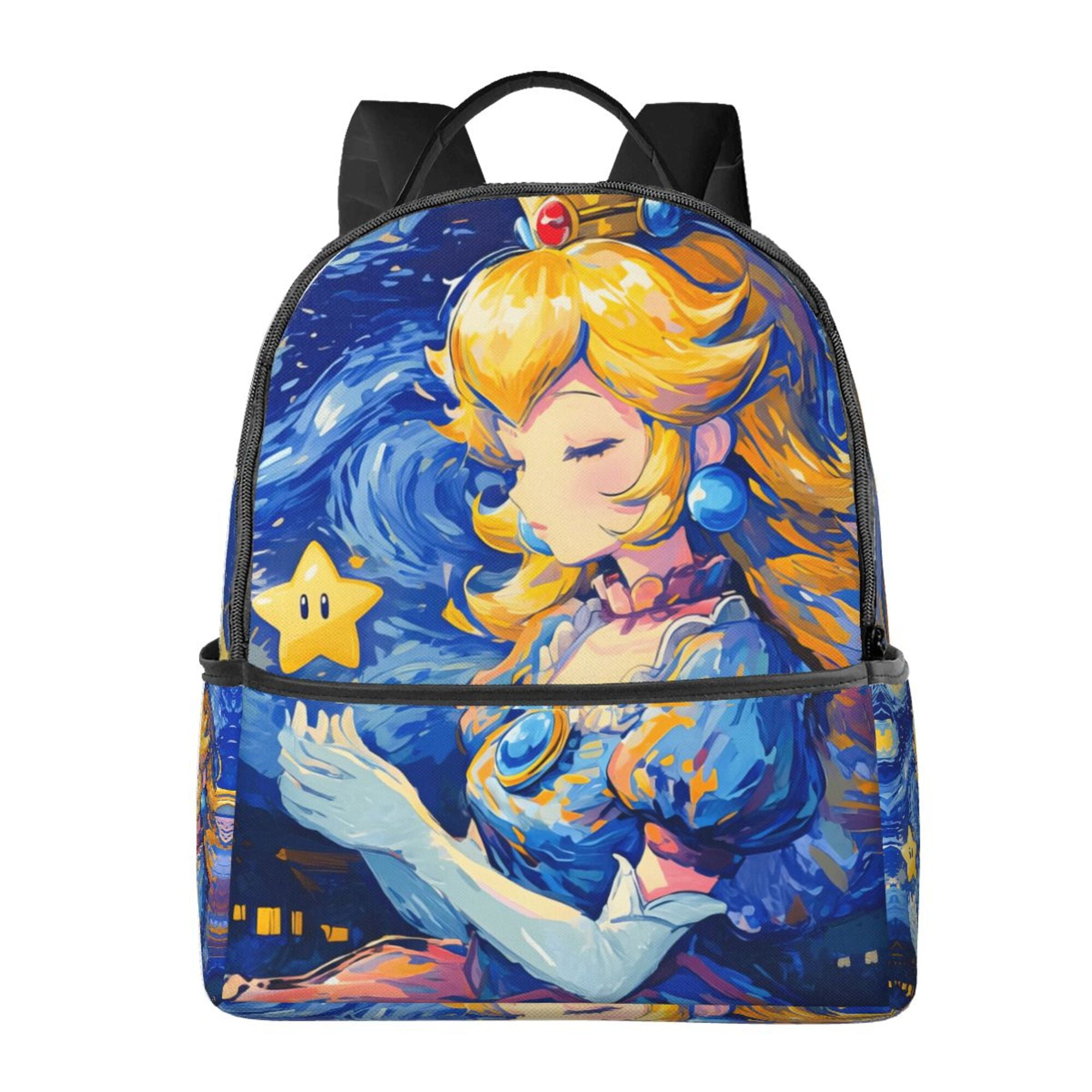 Lightweight Blue Su-per Ma-rio Princess Peach Backpack, Ergonomic ...