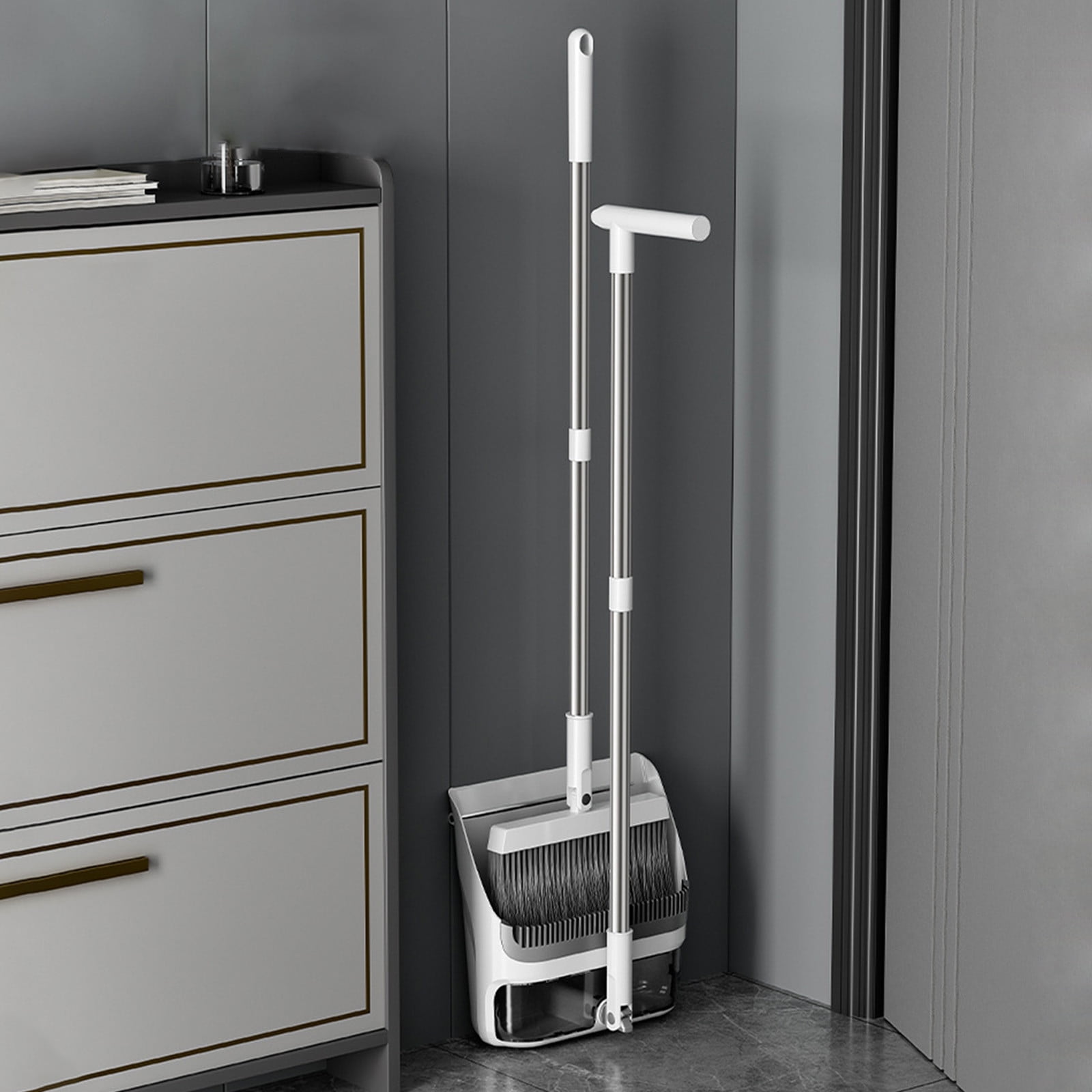 Lightweight Broom and Dustpan Set - Plastic & Stainless Steel ...