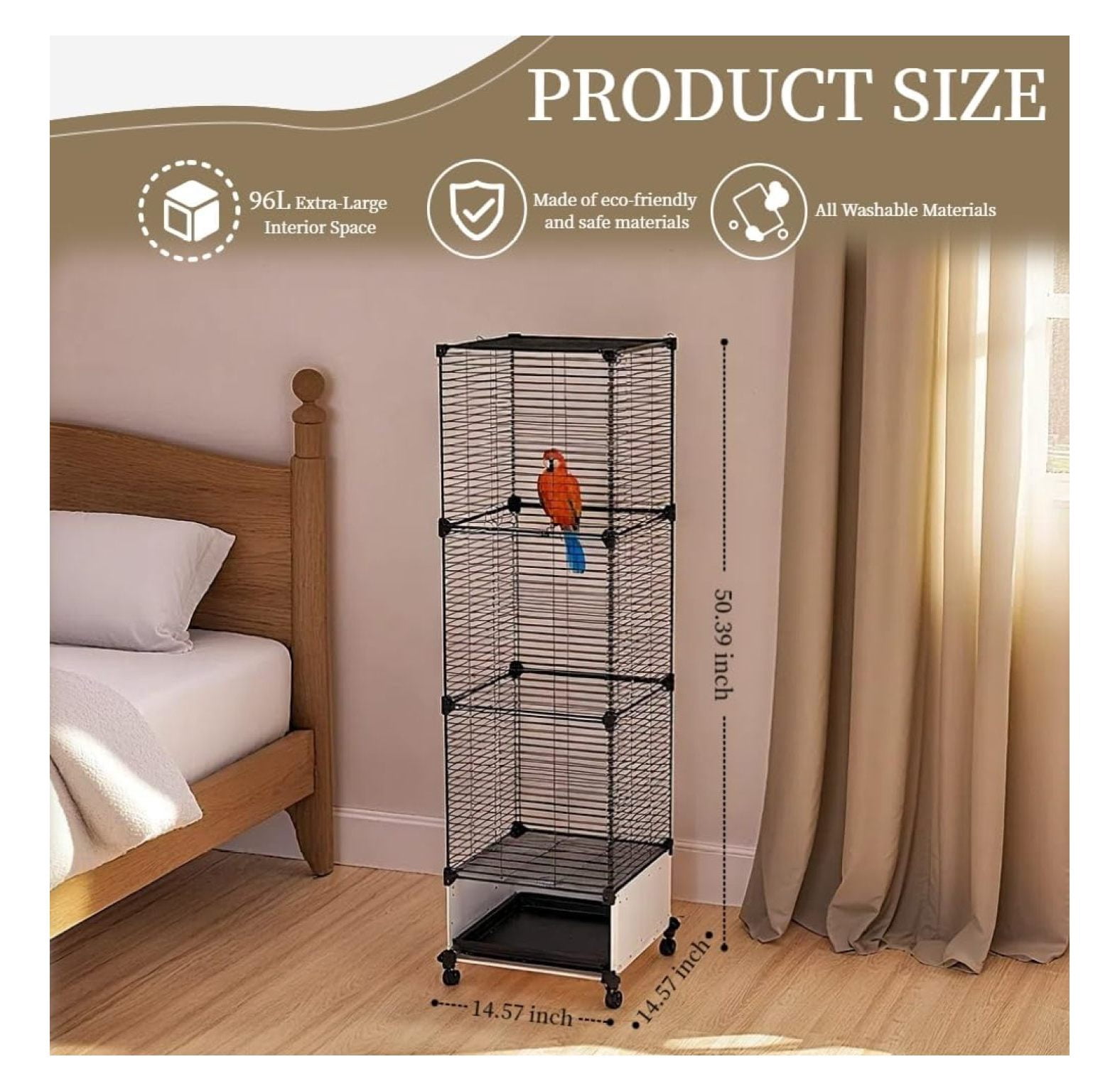 Lightweight Cage with Removable Tray and Adjustable Perch – Portable ...