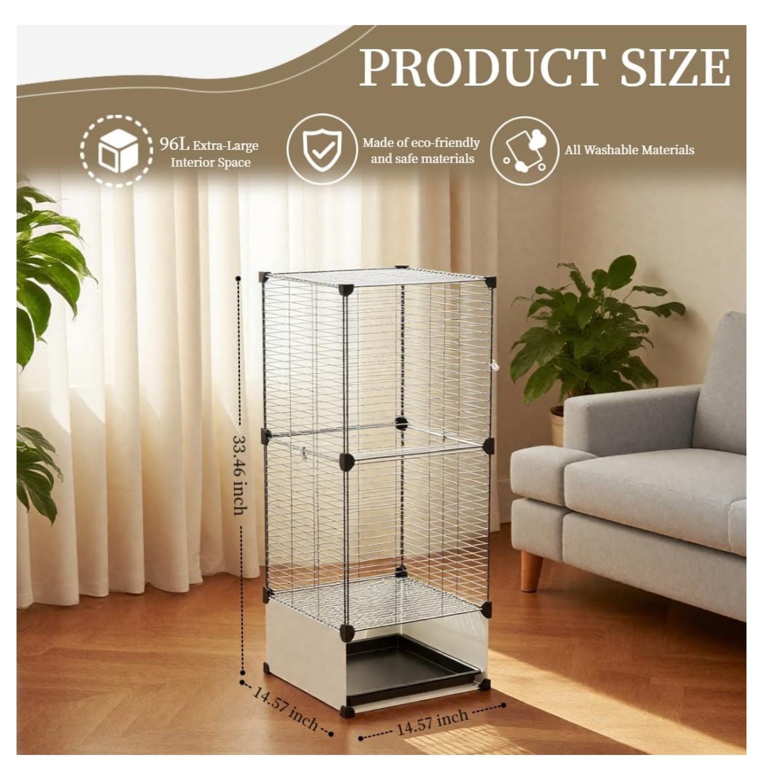 Lightweight Cage with Removable Tray and Adjustable Perch – Portable ...