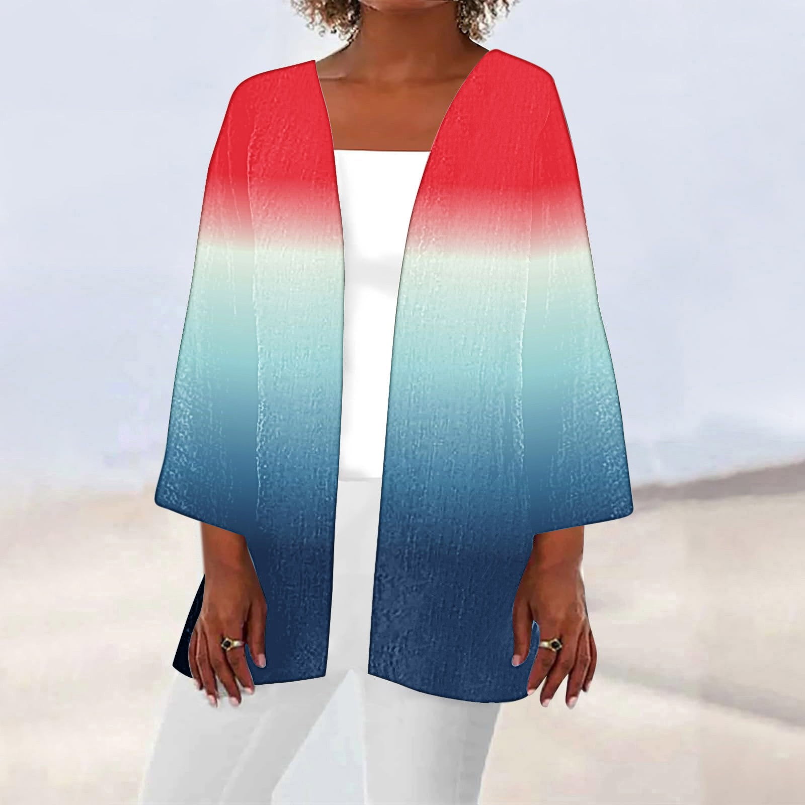 Lightweight Cardigans for Women Trendy Gradient Color Open Front Casual ...