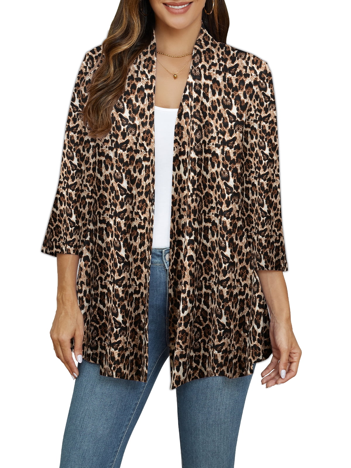 VEPKUL Women Cardigan Casual Lightweight Plus Size Cardigan 3/4 Sleeve ...