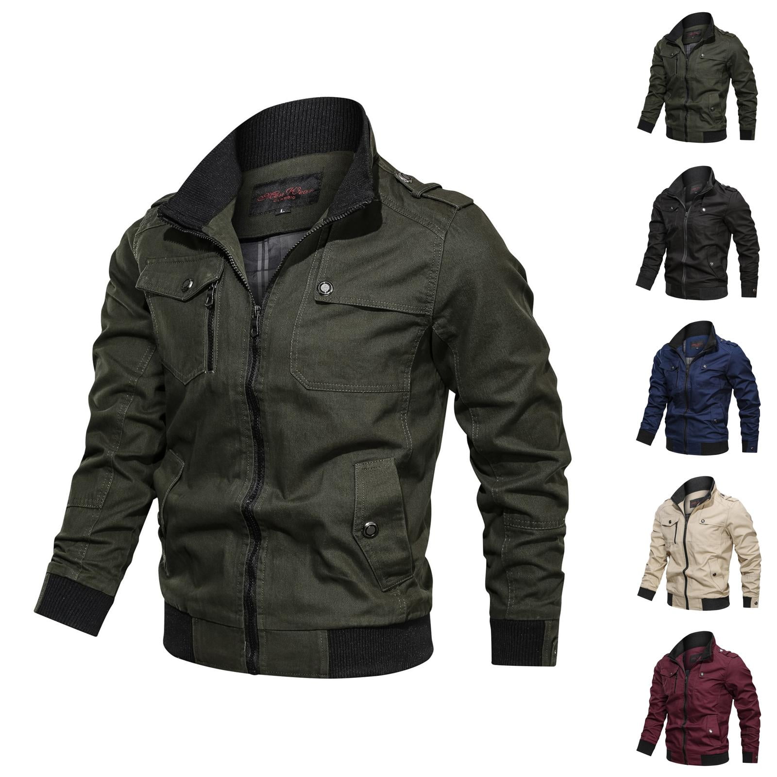 Lightweight Casual Jackets for Men 2025 Cotton Long Sleeve Collared Zip ...