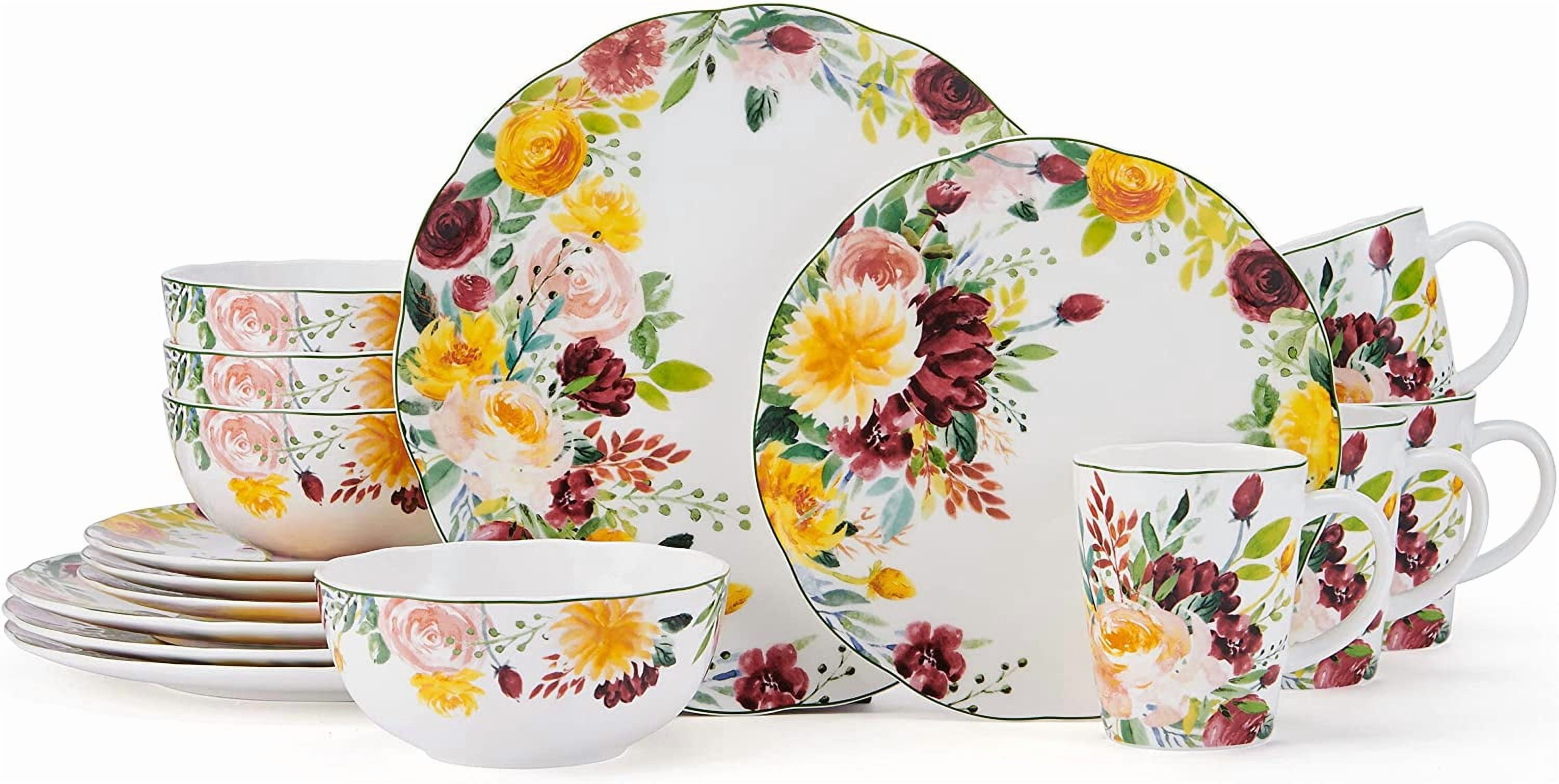 Lightweight Chip-Resistant Bone China 16-Piece Dinnerware Set for 4 ...