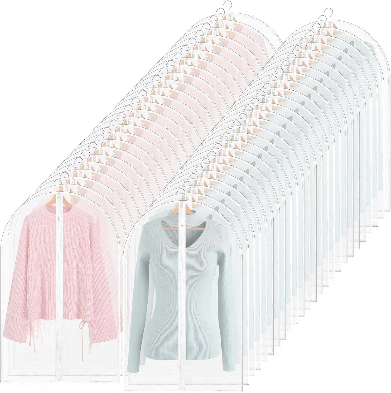 Lightweight Clear Full-Zipper Garment Bags, 24x32 Inch PEVA Breathable ...
