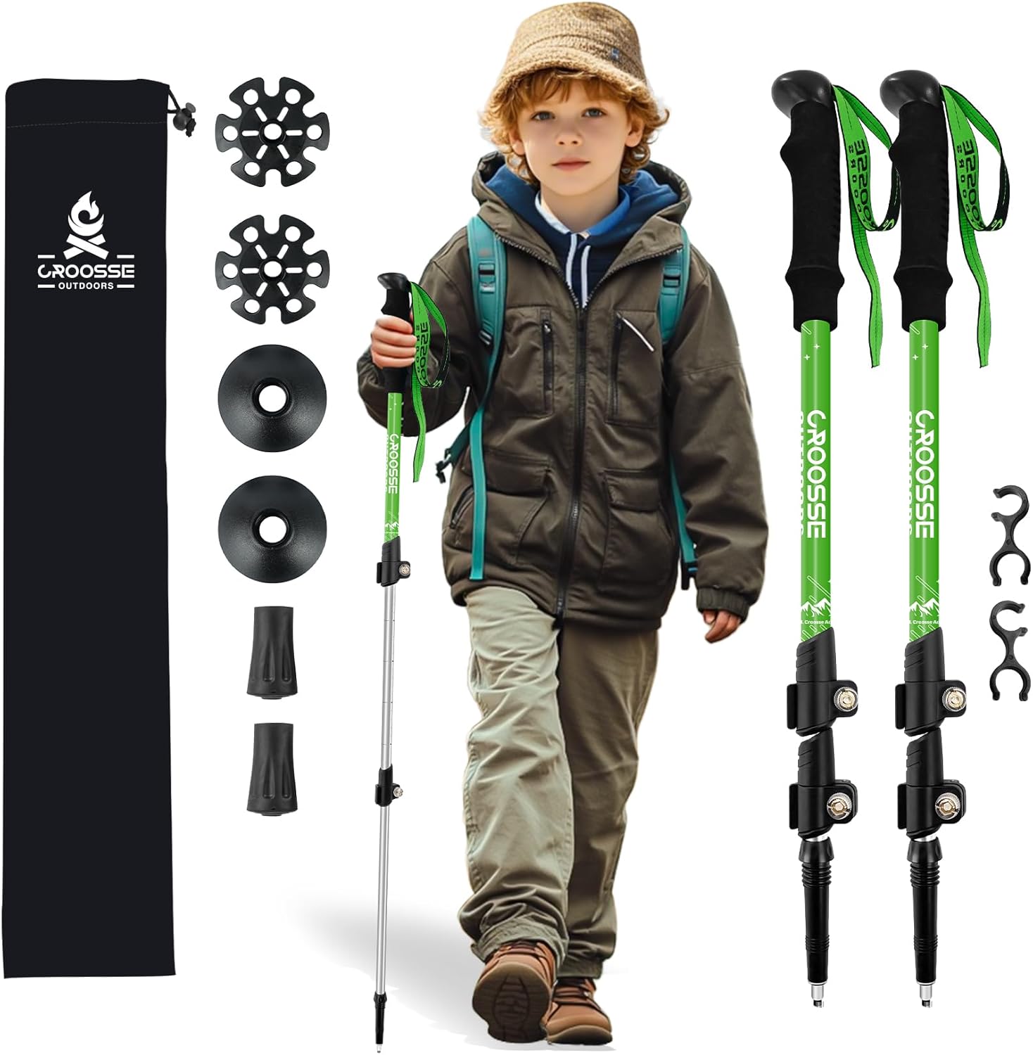 Lightweight Collapsible Kids Hiking Poles - Retractable Kids Hiking ...