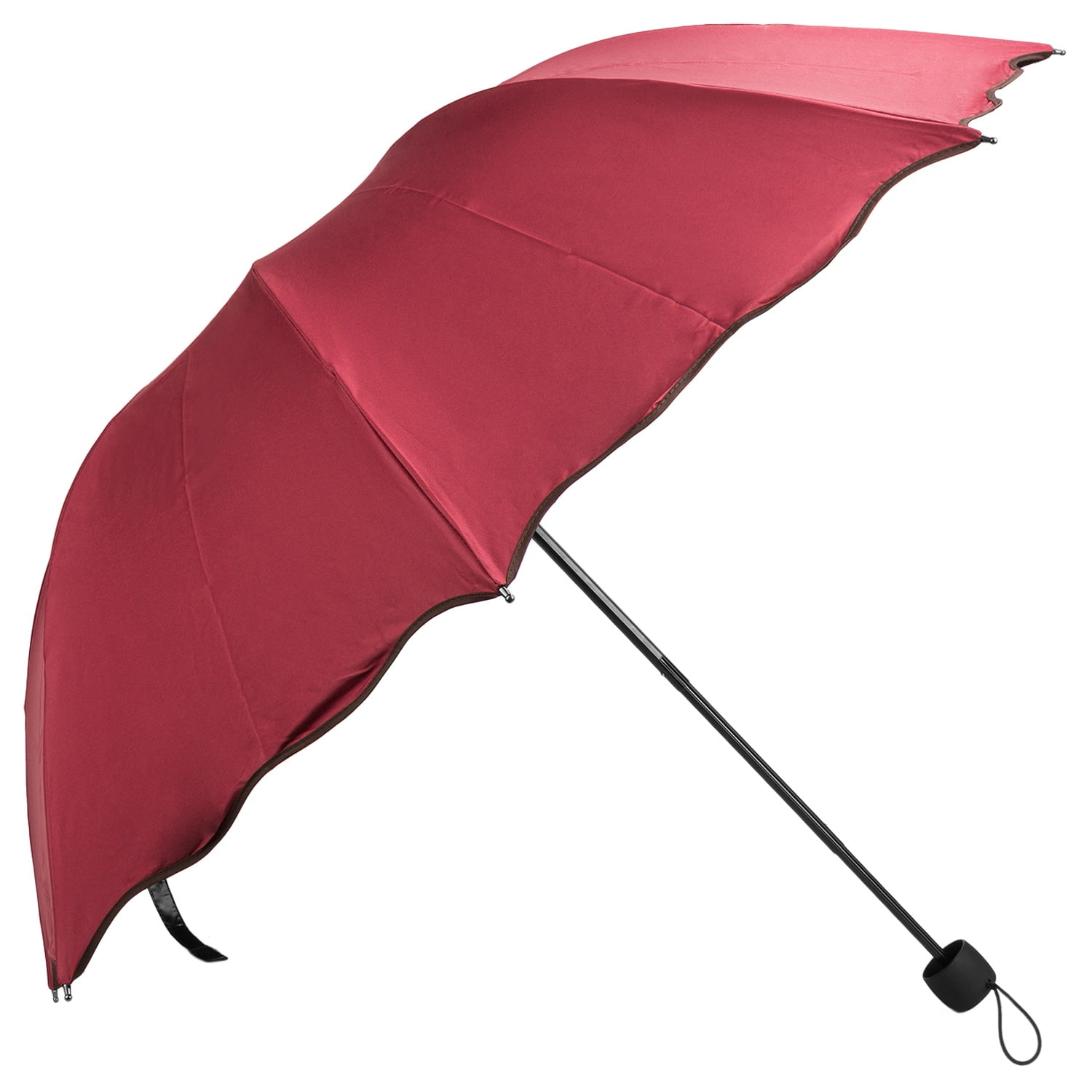 SumacLife Lightweight Compact Windproof Folding Umbrella with Scalloped ...