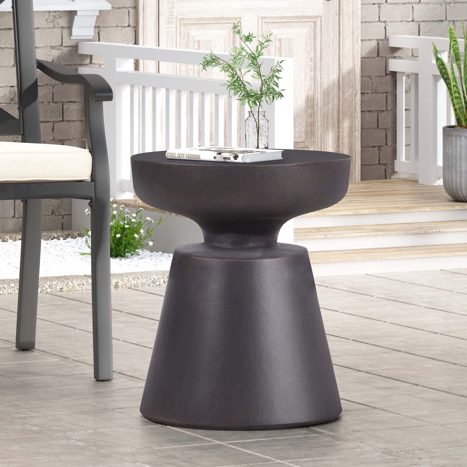 Lightweight Concrete Patio Coffee Table, Copper, Modern Style, No ...
