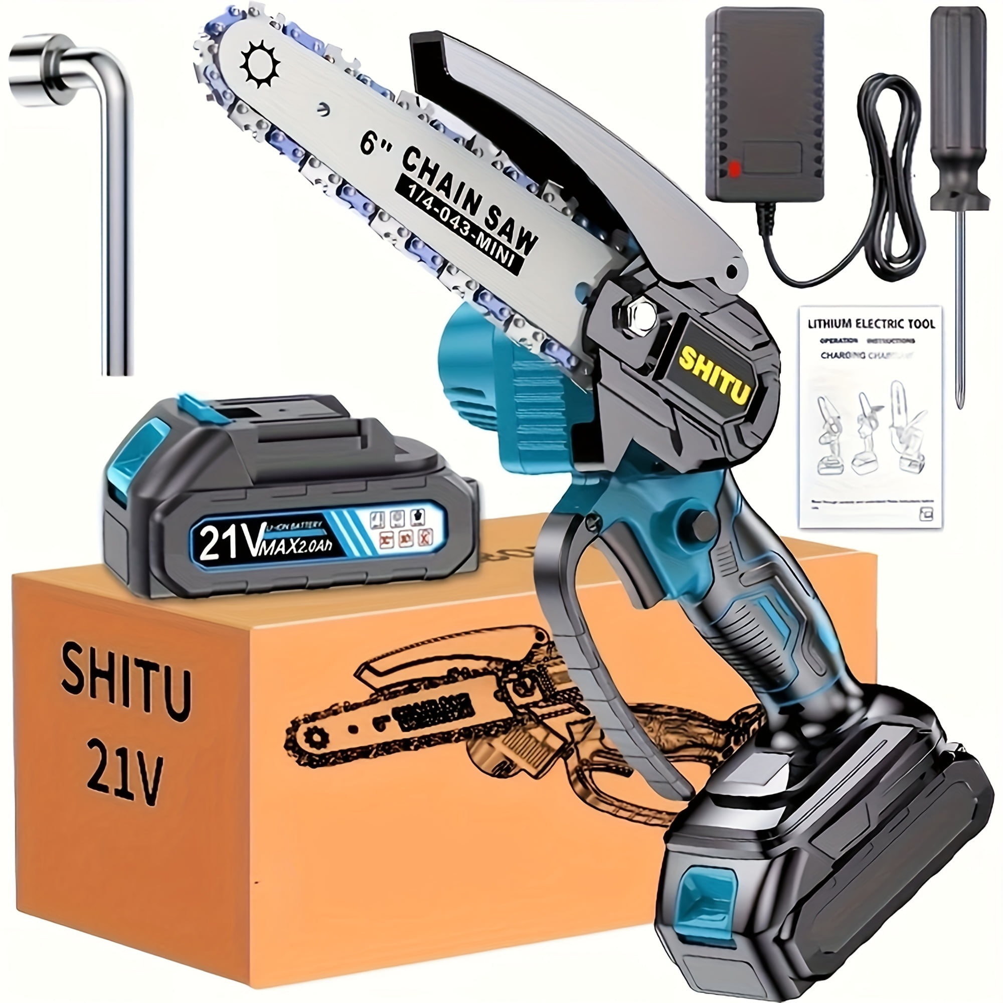 Lightweight Cordless Mini Chainsaw, Portable Electric Tree Cutter w ...