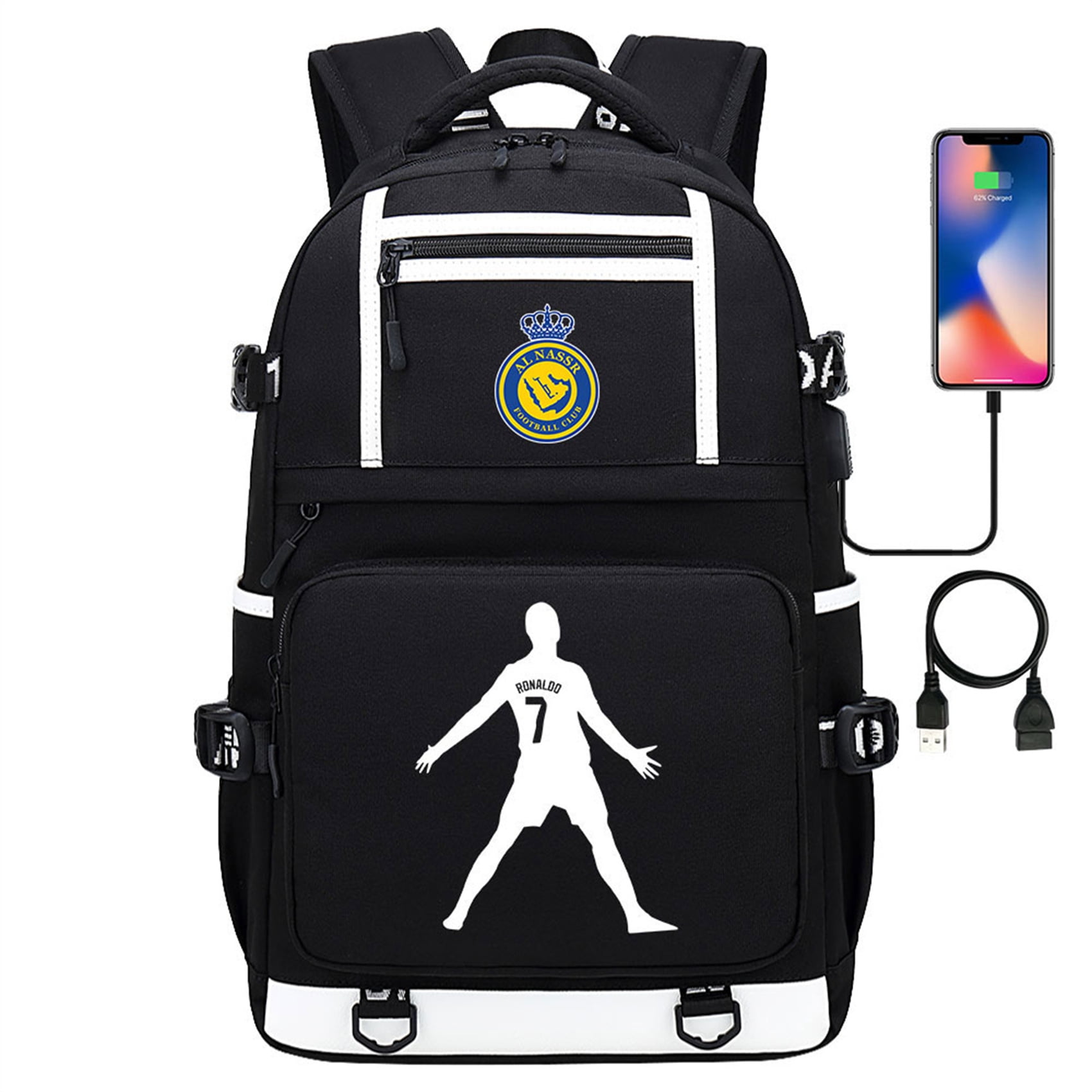 Lightweight Cristiano Ronaldo Backpack Al Nassr FC CR7 School Bag with ...