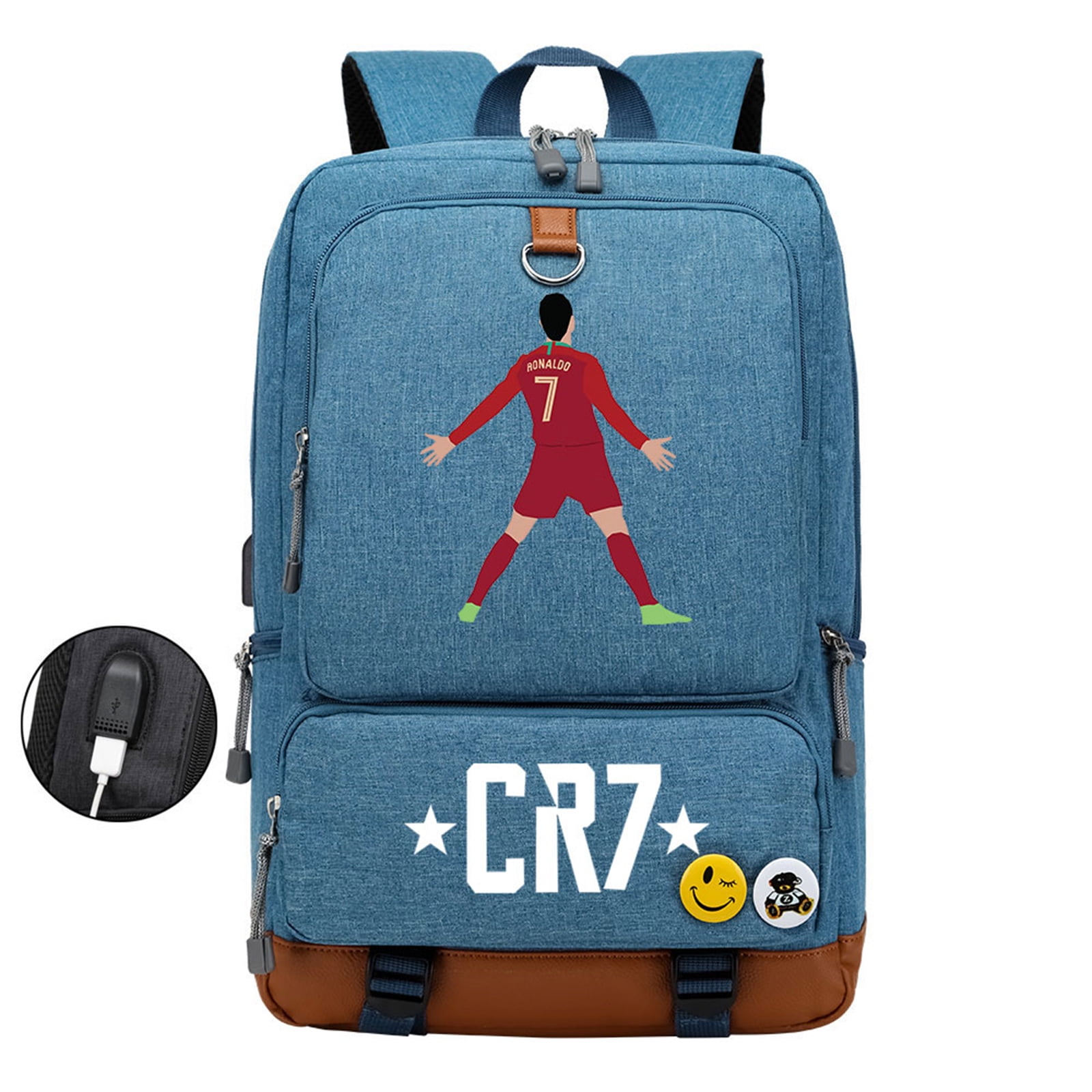 Lightweight Cristiano Ronaldo School Bookbag with USB Charging Port ...