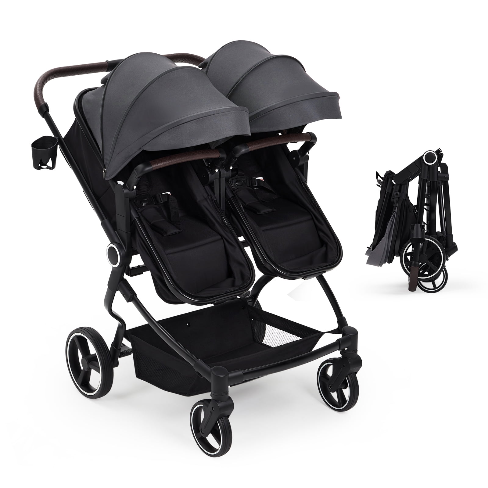 Lightweight Double Stroller Side-by-Side for Infant Toddler, Compact ...