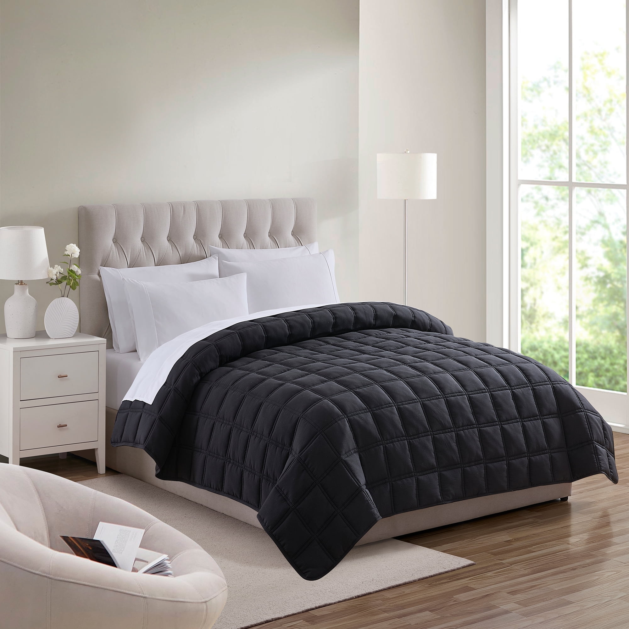 Lightweight Down Alternative All Season Oversized Comforter, Black ...