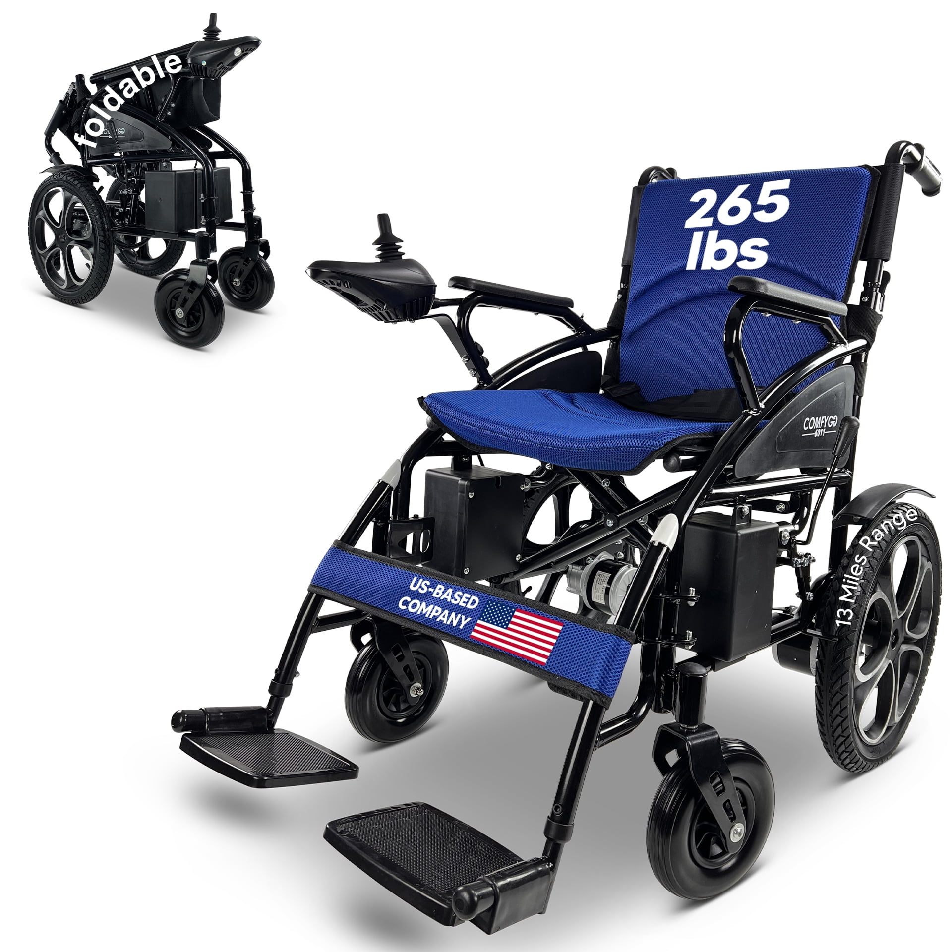Lightweight Durable Electric Wheelchair for Adults, 265 lbs Capacity ...