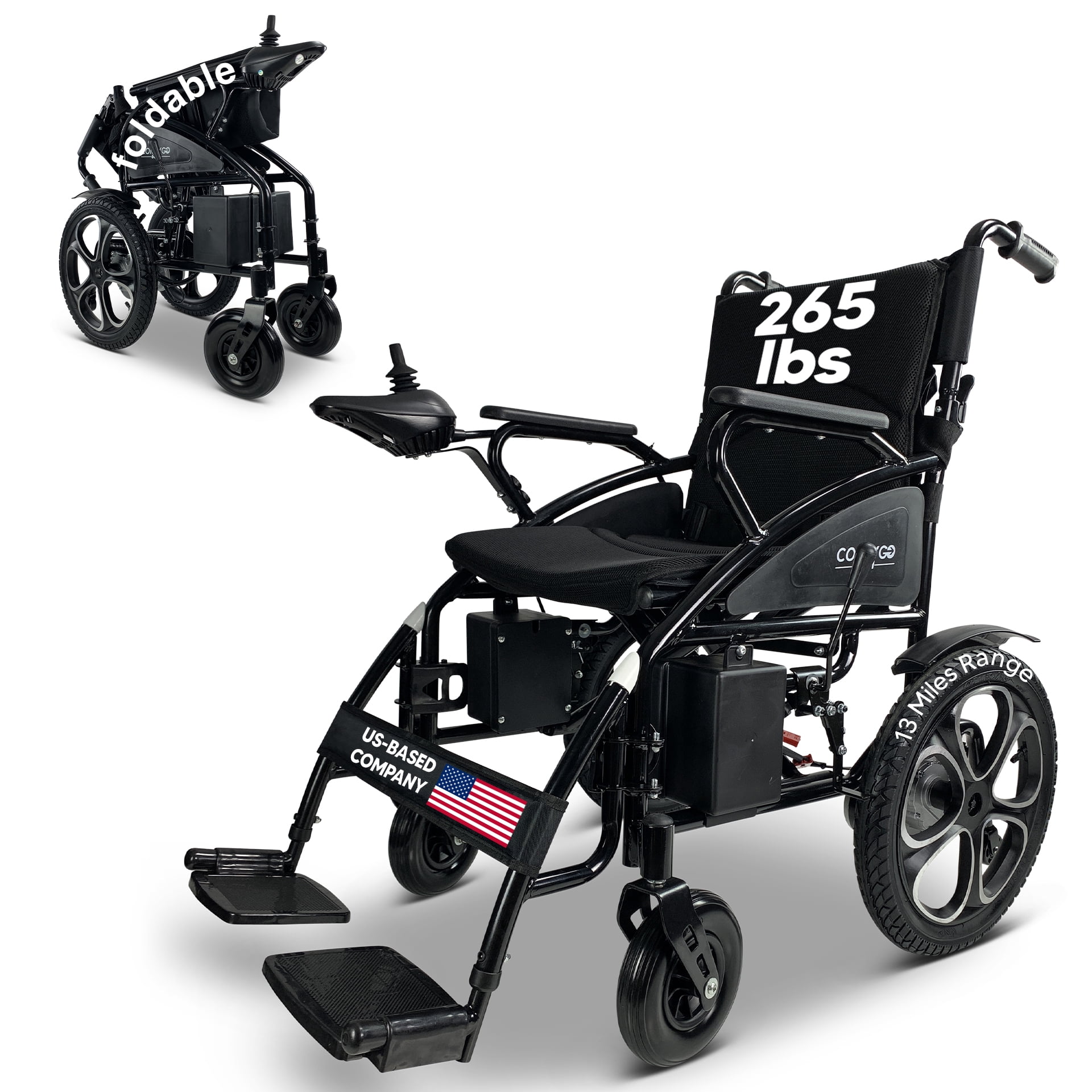 Lightweight Durable Electric Wheelchair for Adults, 265 lbs Capacity ...