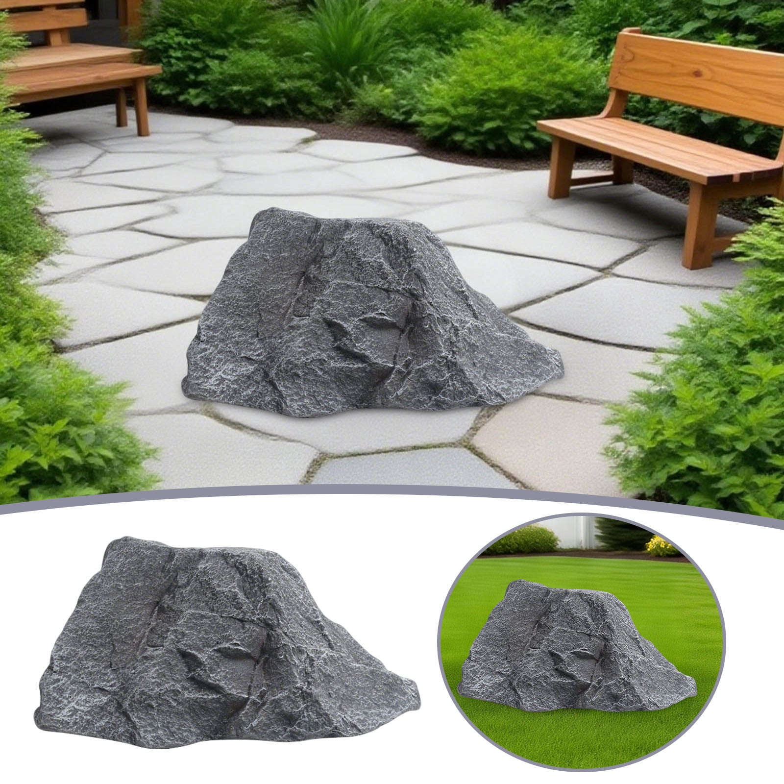 Lightweight Rock Cover - 12" Realistic Stone for Outdoor Decor, PU Foam ...