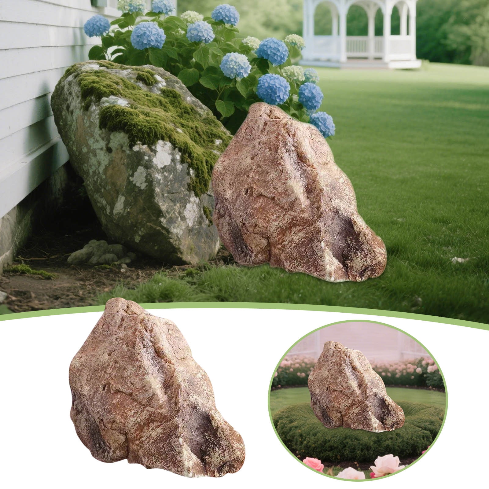 Lightweight Rock Cover - 12" Realistic Stone for Outdoor Decor, PU Foam ...