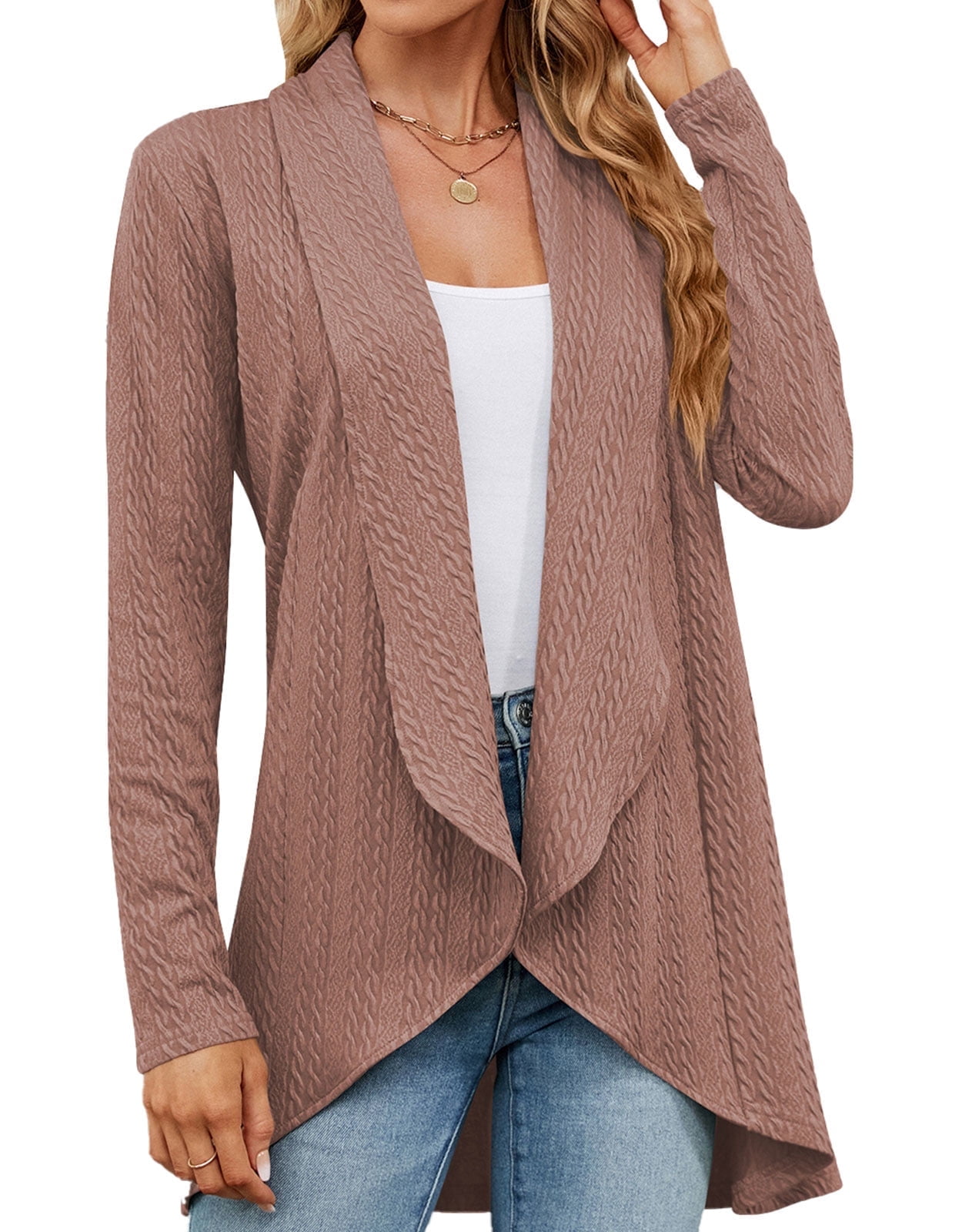 Lightweight Fall Cardigans For Women Solid Color Open Front Loose Fit ...