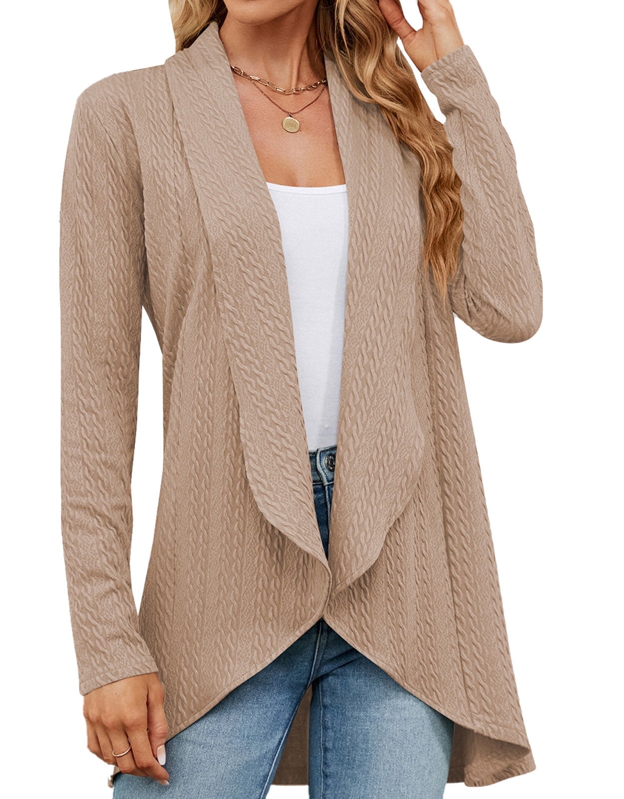 Lightweight Fall Cardigans For Women Solid Color Open Front Loose Fit ...
