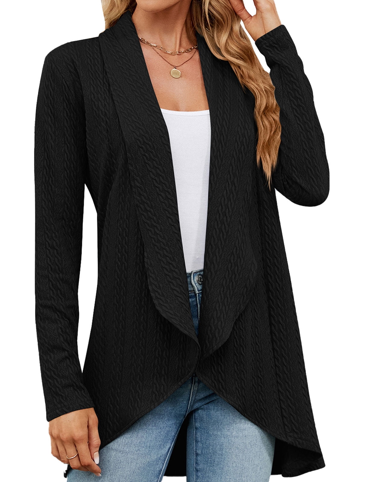 Lightweight Fall Cardigans For Women Solid Color Open Front Loose Fit ...