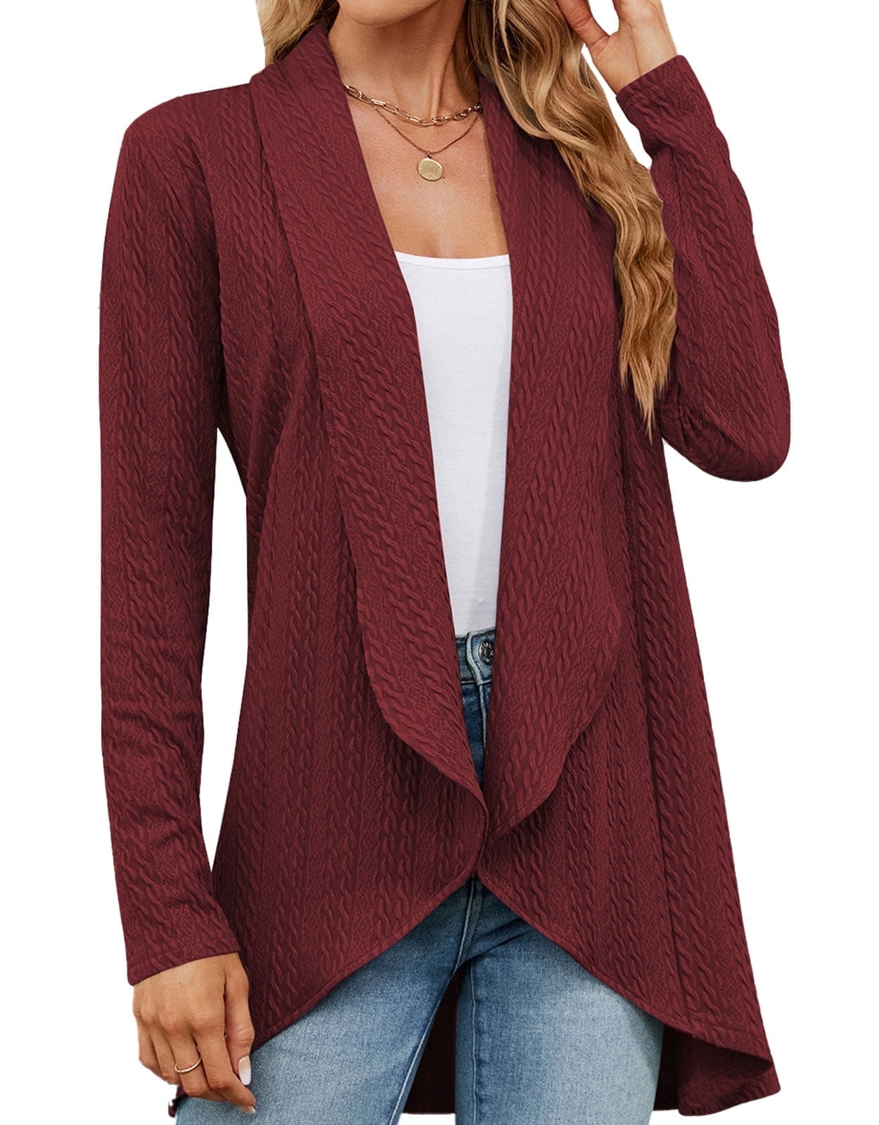 Lightweight Fall Cardigans For Women Solid Color Open Front Loose Fit ...