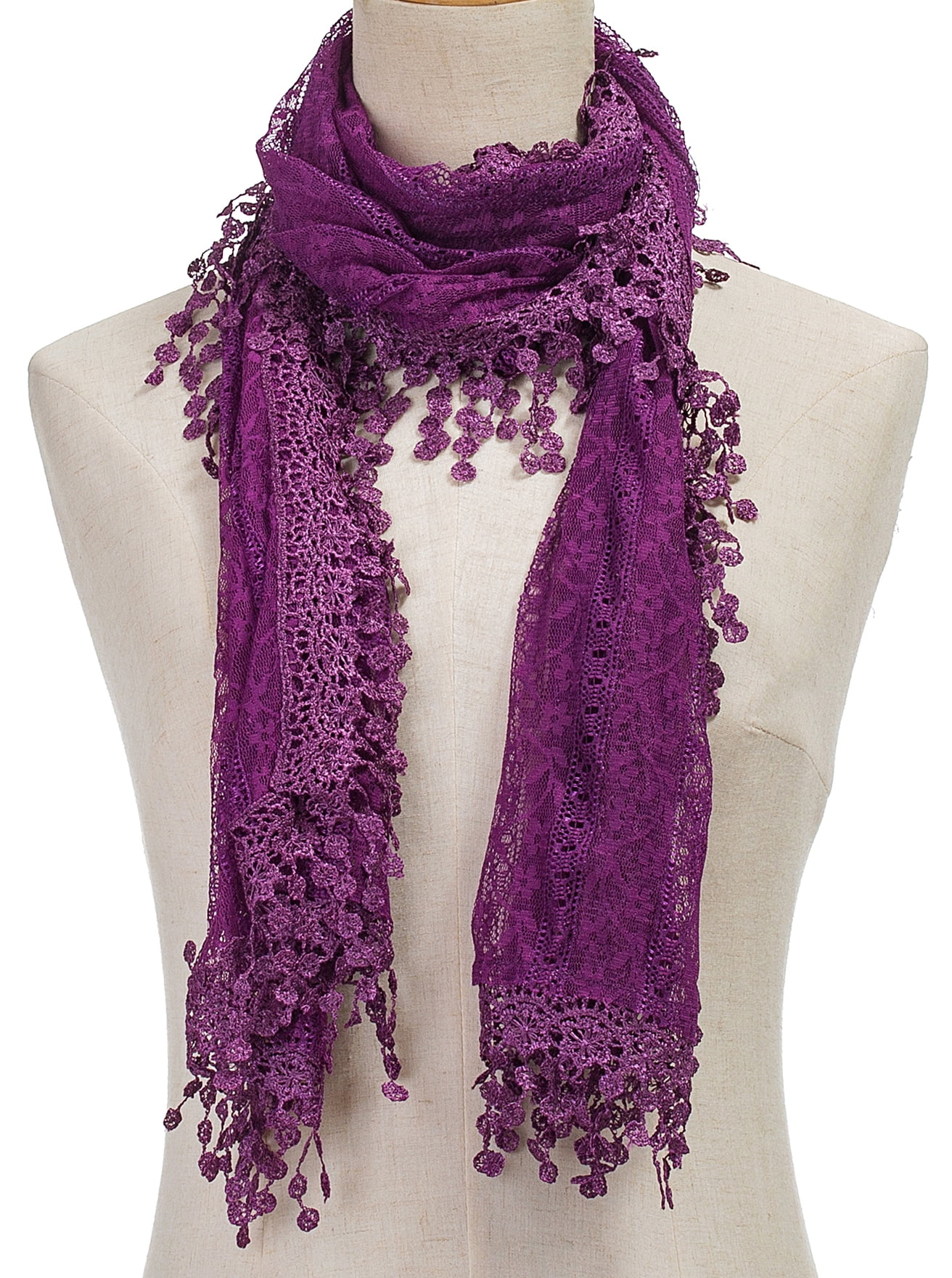 Lightweight Feminine teardrop fringe Vintage Lace Scarf Mesh Crochet ...