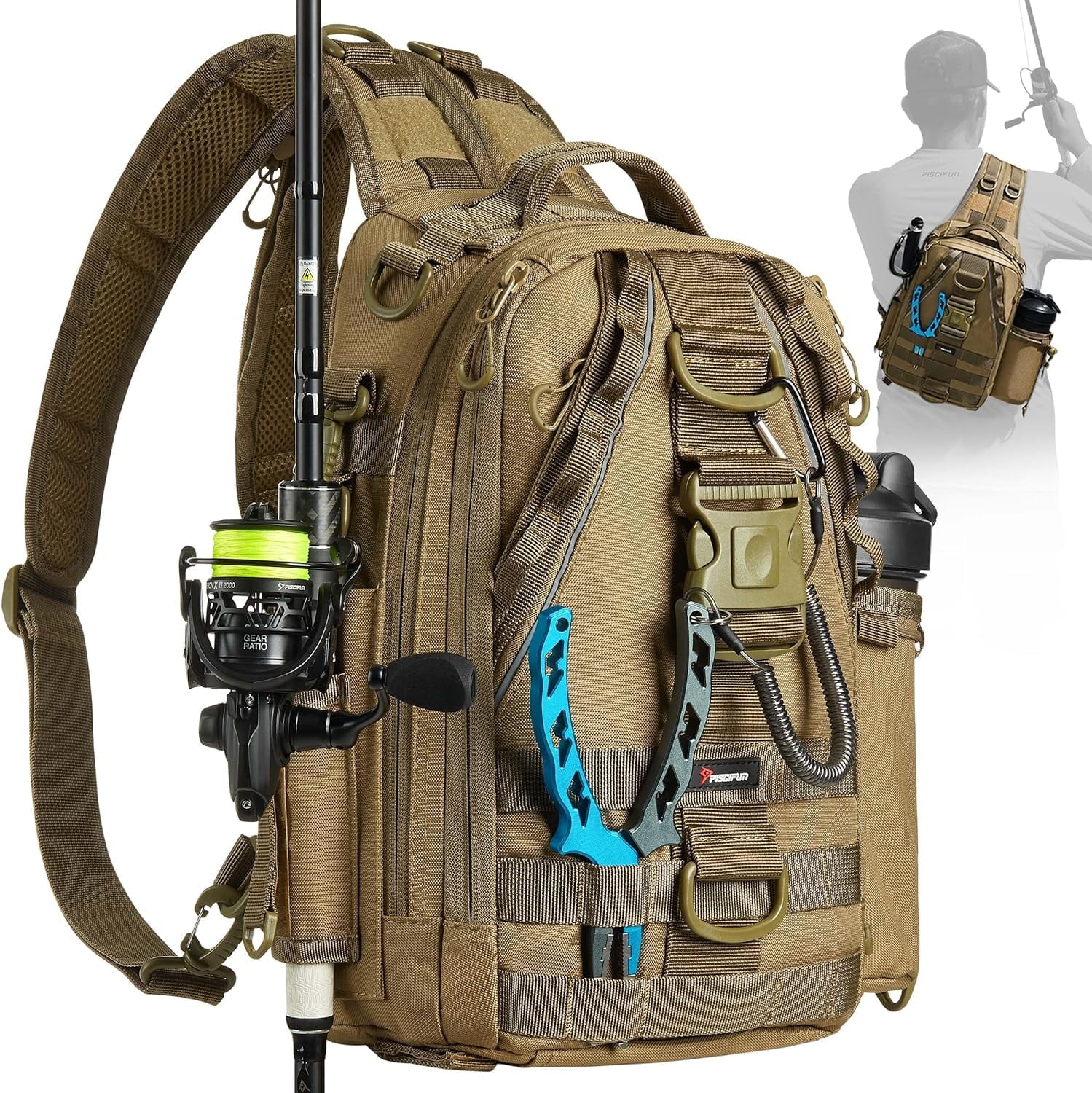 Lightweight Fishing Tackle Backpack with Rod & Gear Holder, Outdoor ...