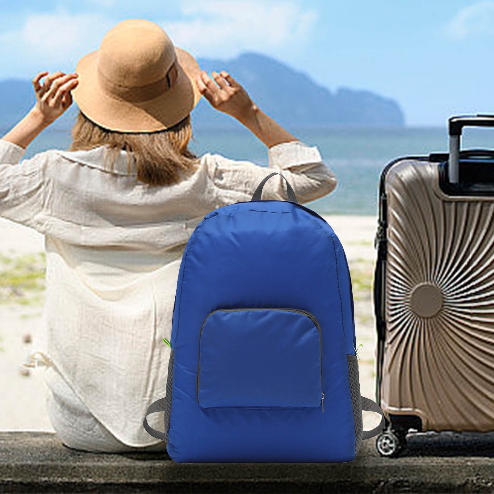 Lightweight Foldable Backpack for- with Reflective Strips & Side Mesh ...