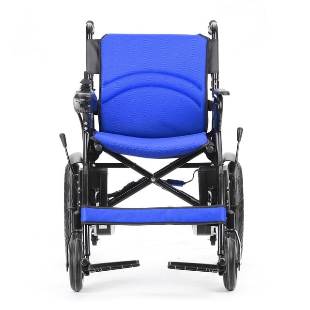 Lightweight Foldable Electric Blue Wheelchair with Lithium Battery ...