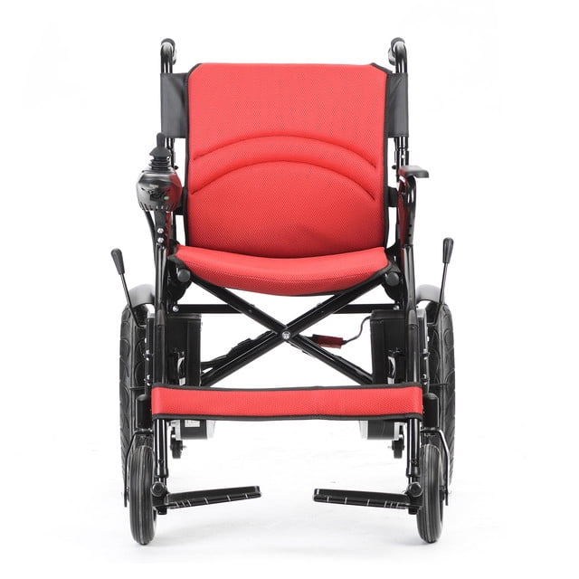 Lightweight Foldable Electric Red Wheelchair with Lithium Battery ...