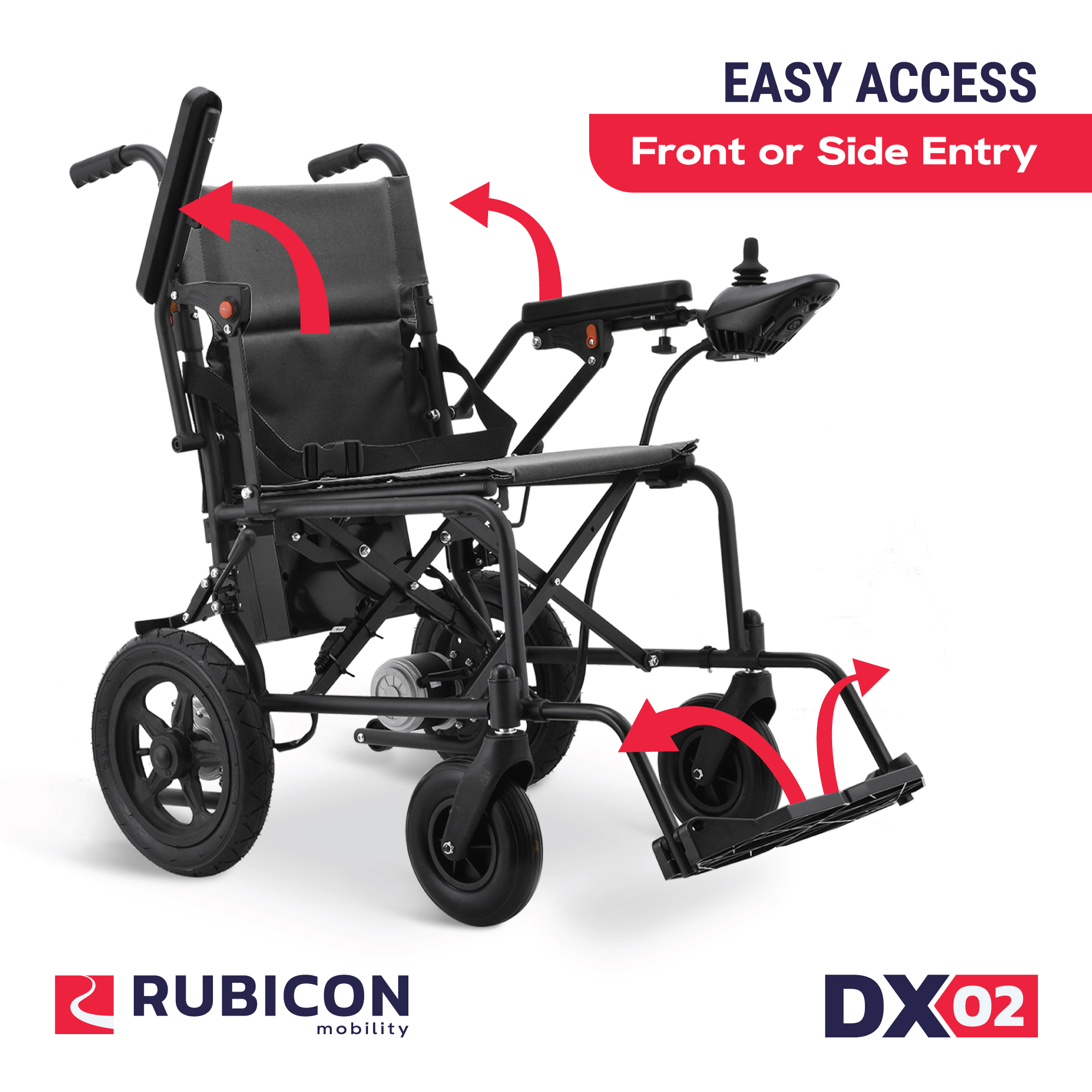 Rubicon Lightest, (only 30lbs) Foldable Electric Wheelchair, Travel ...